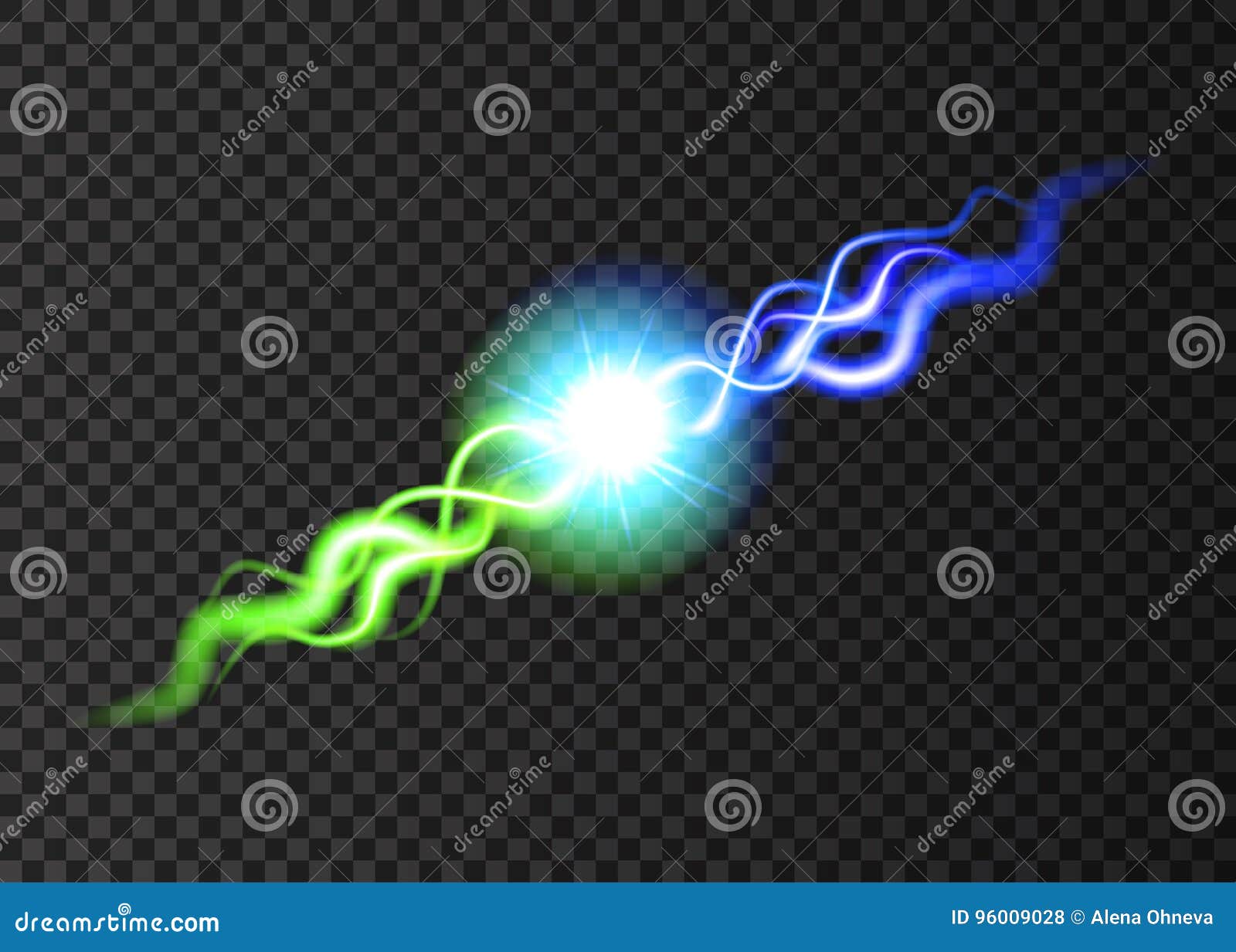 Clash Of Two Neon Rays On Transparent Background. Vector Illustration ...