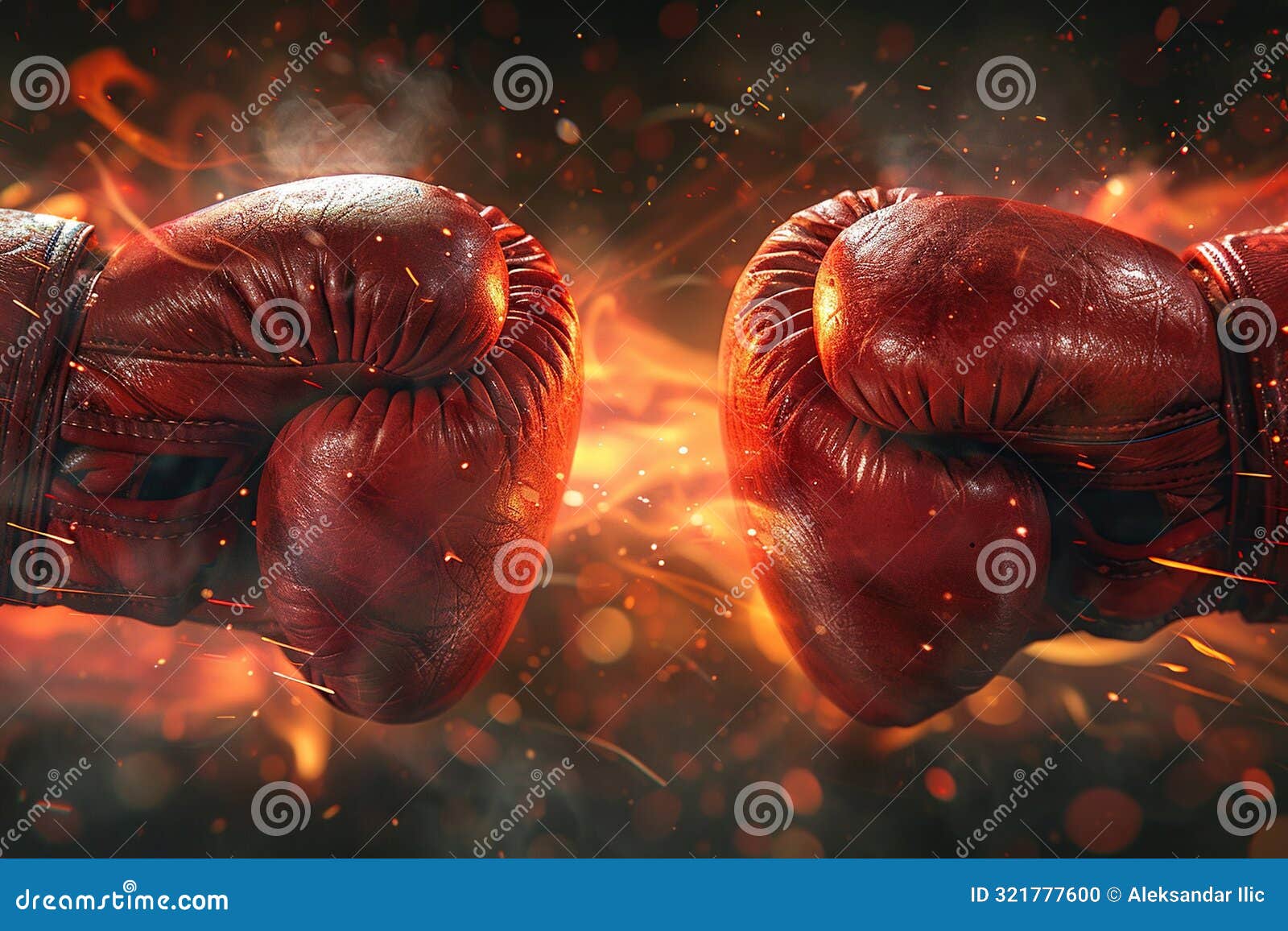 Clash of Two Red Boxing Gloves Burning in Flames and Fire. Ai ...