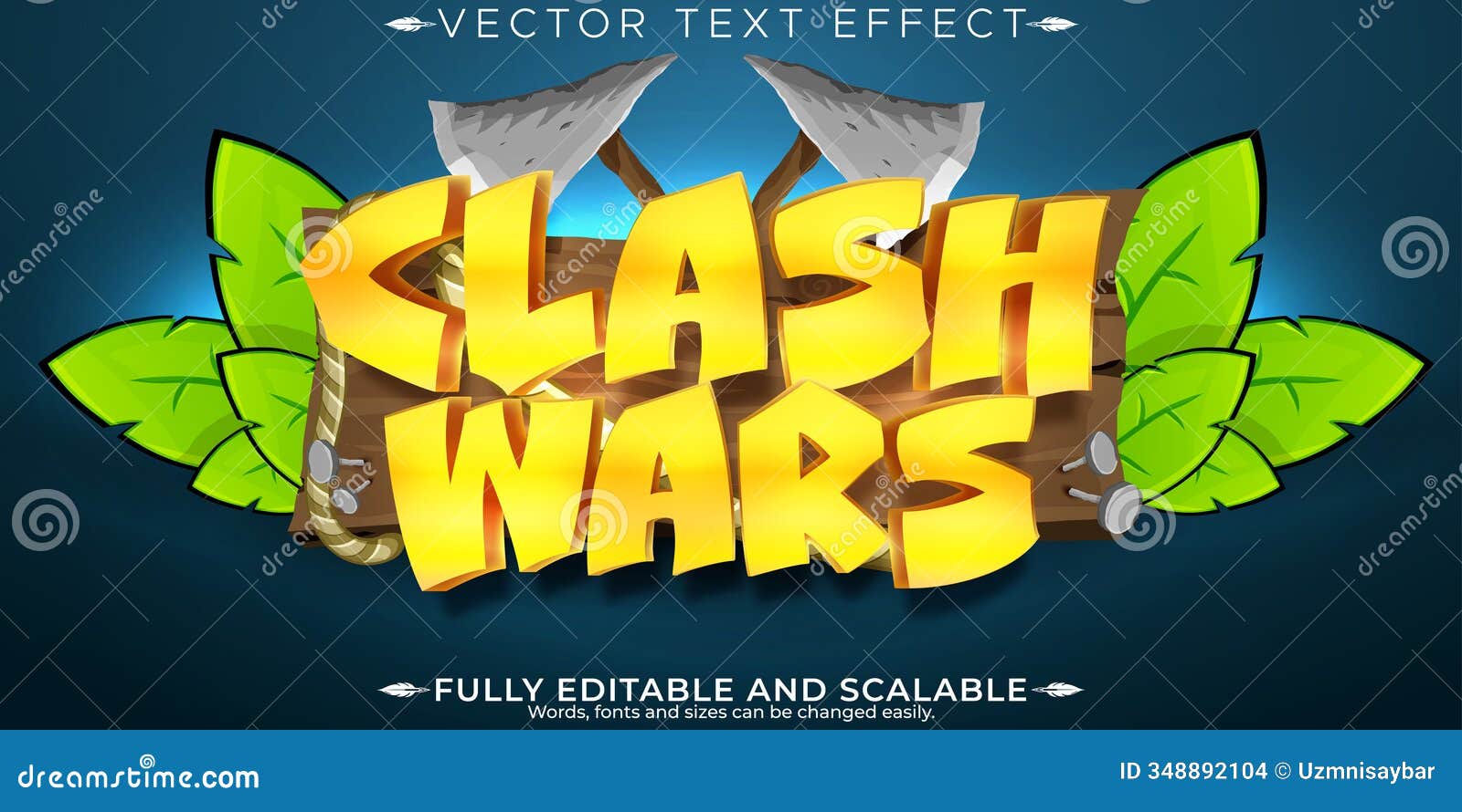 Clash Wars Text Effect, Editable Game and Cartoon Text Style Stock ...