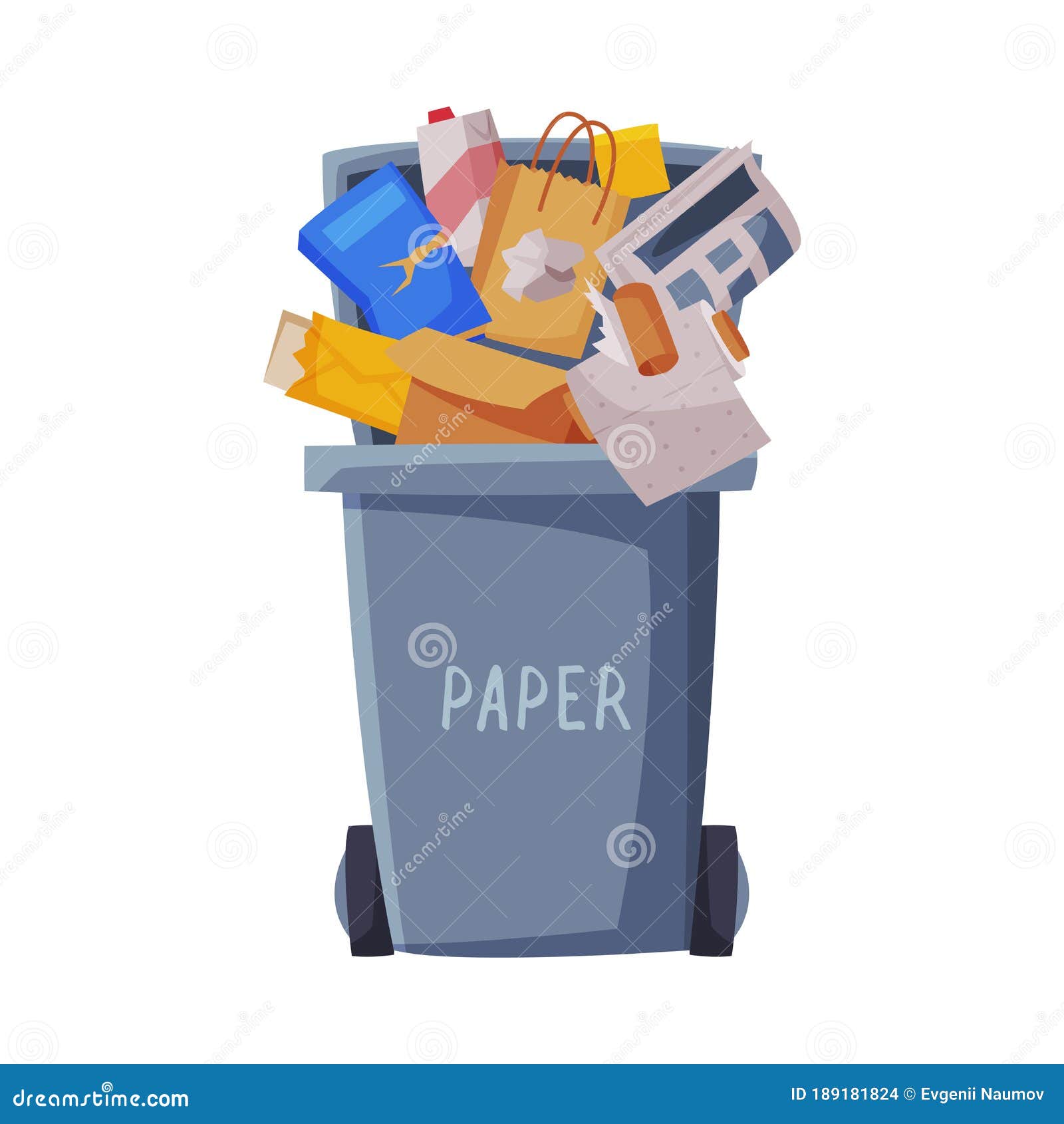 Clasificación De Residuos Cubo De Basura Gris Con Separación De Basura