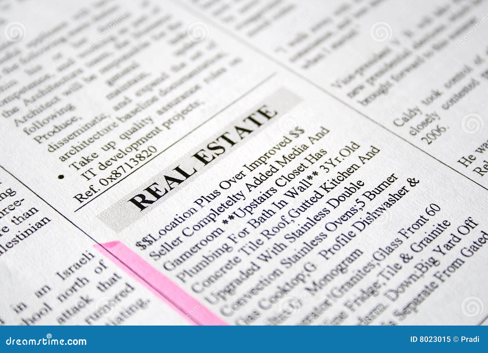 Clasified ad - real estate stock image. Image of real - 8023015