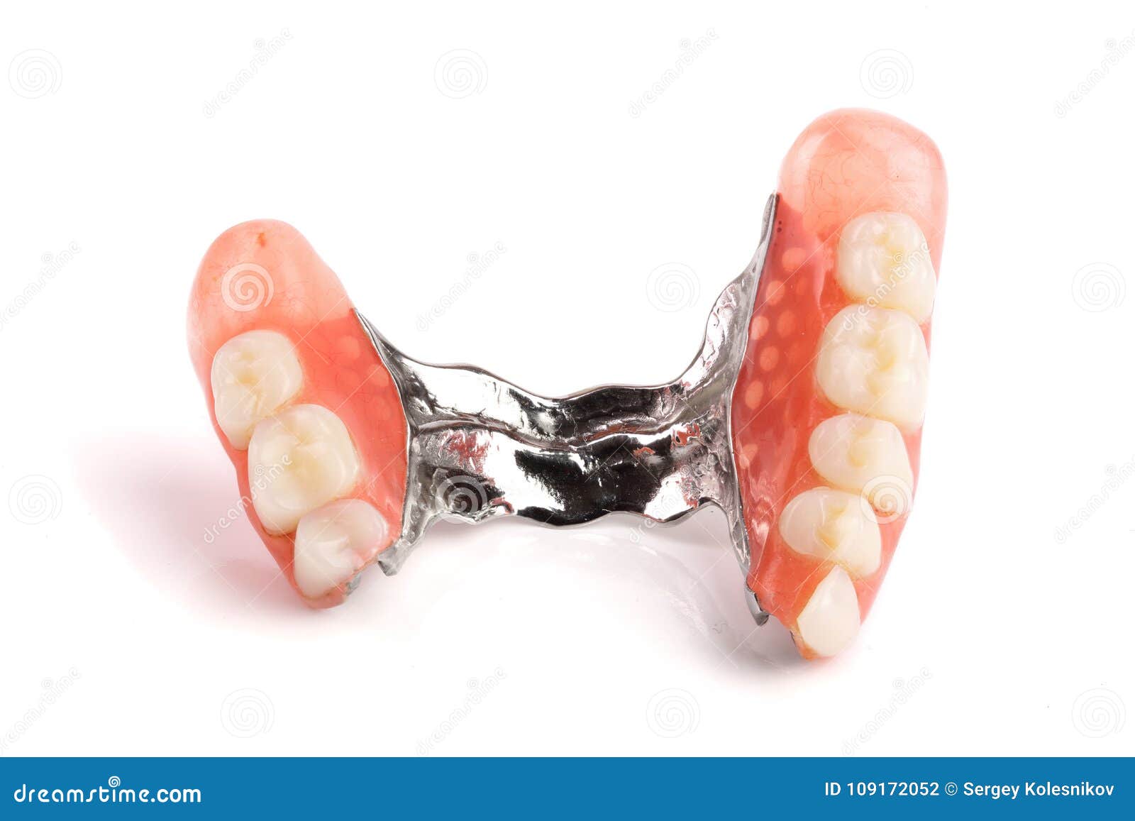 Clasp Prosthesis with Lock Fixation Isolated on White Background Macro ...