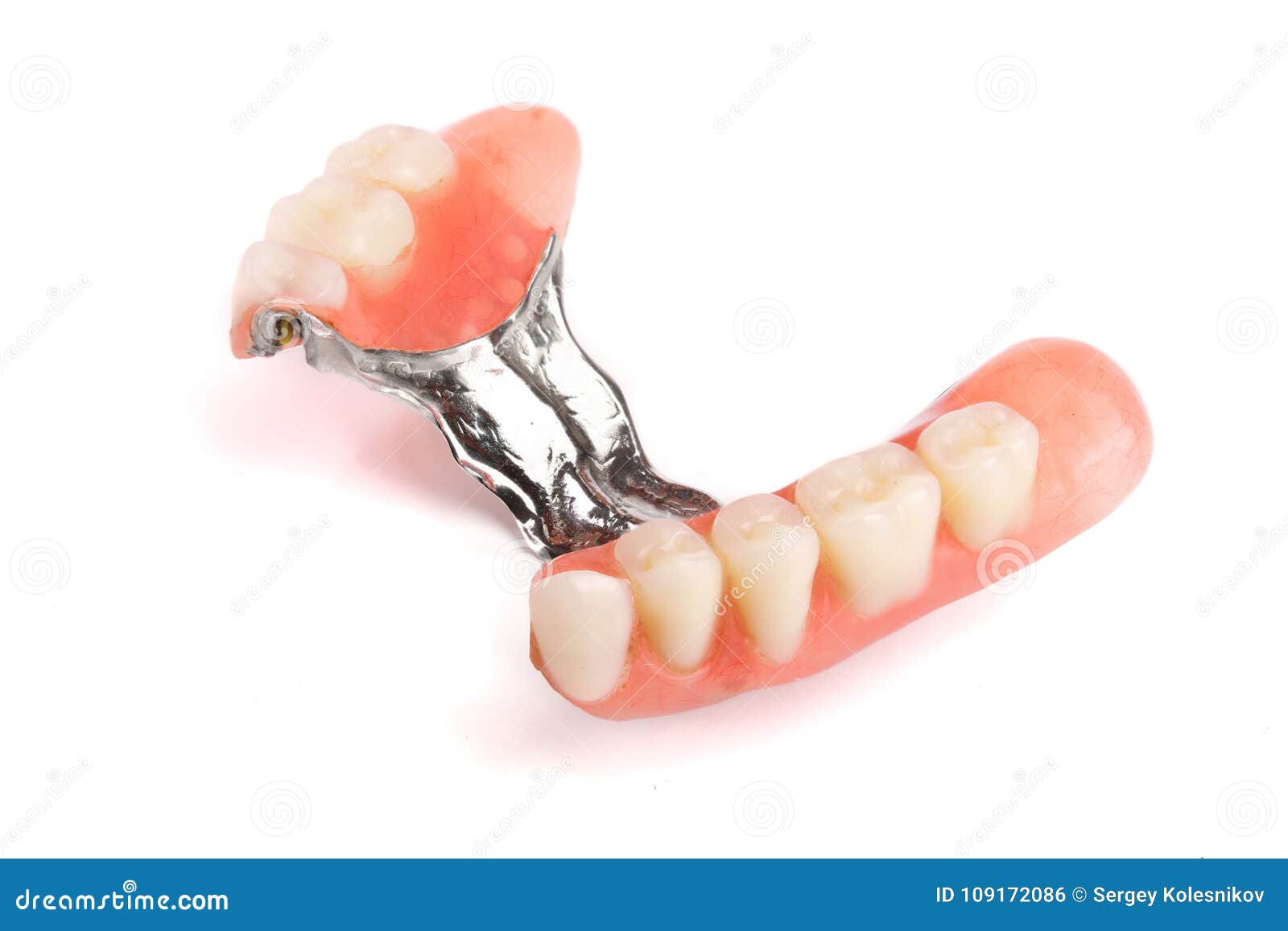 Clasp Prosthesis with Lock Fixation Isolated on White Background Macro ...