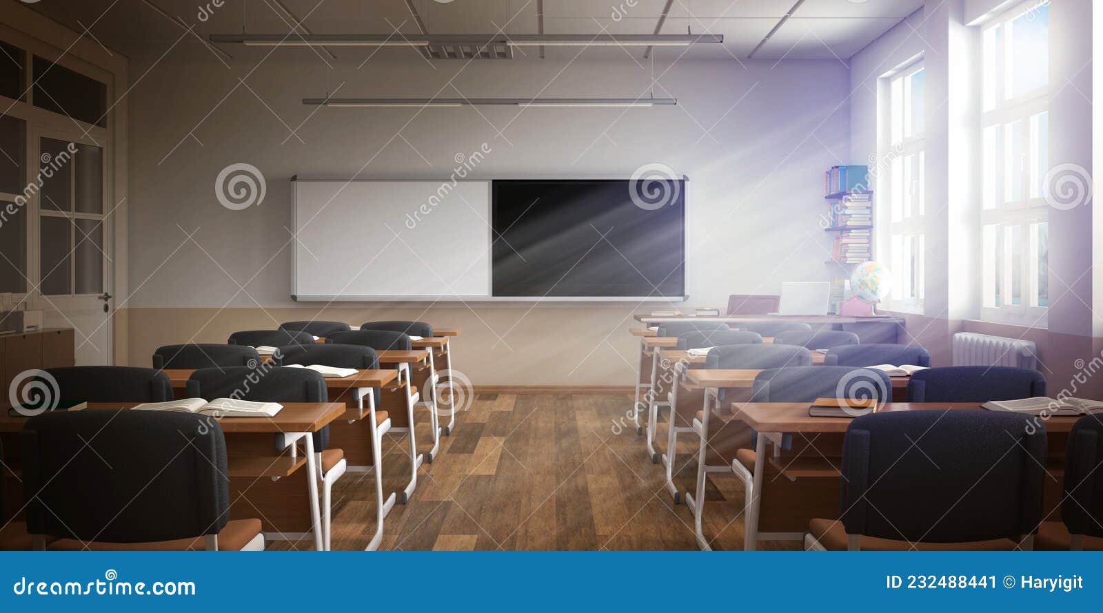 Clasroom front view. stock illustration. Illustration of front - 232488441