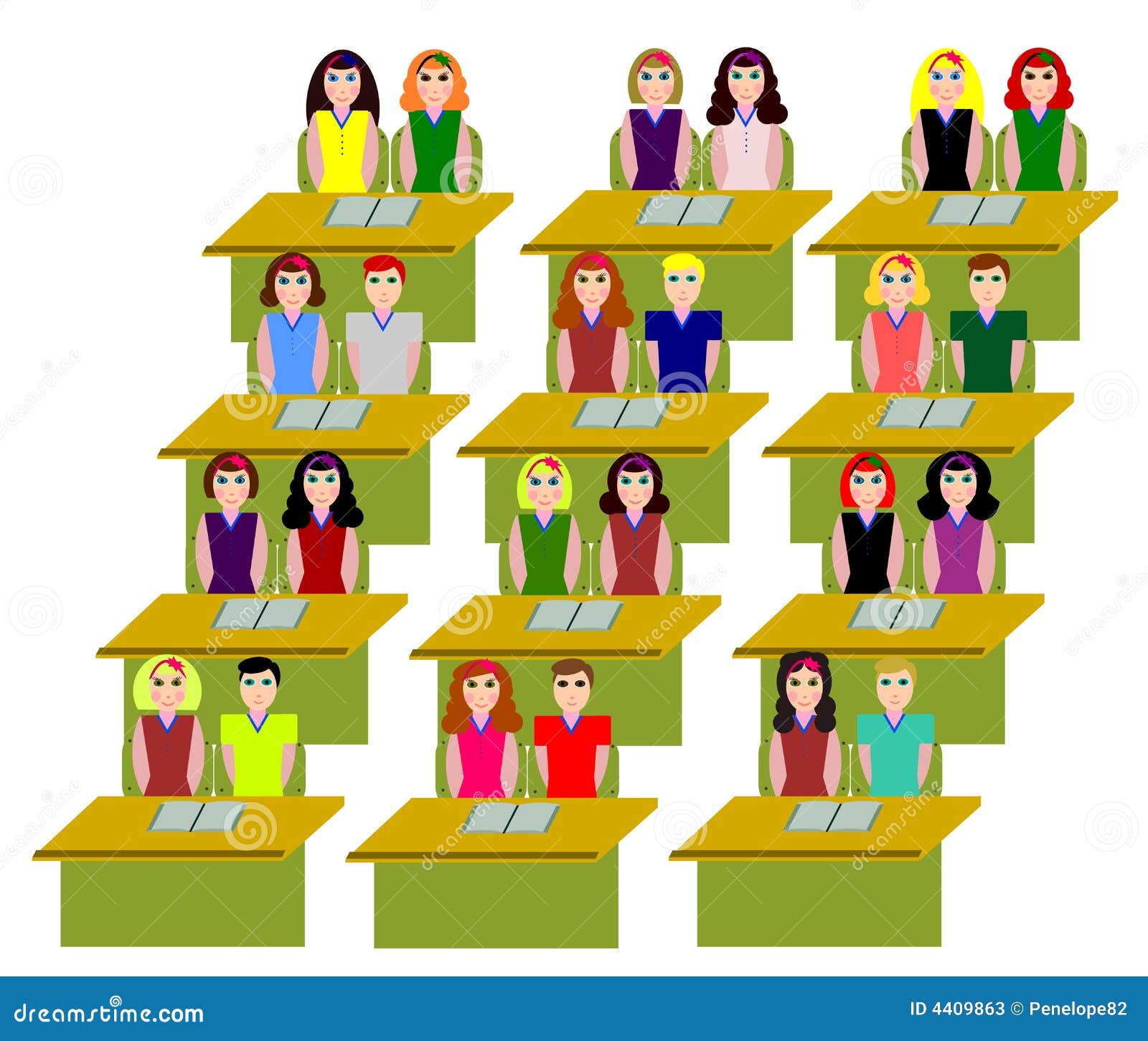 Class stock illustration. Illustration of desks, desk - 4409863