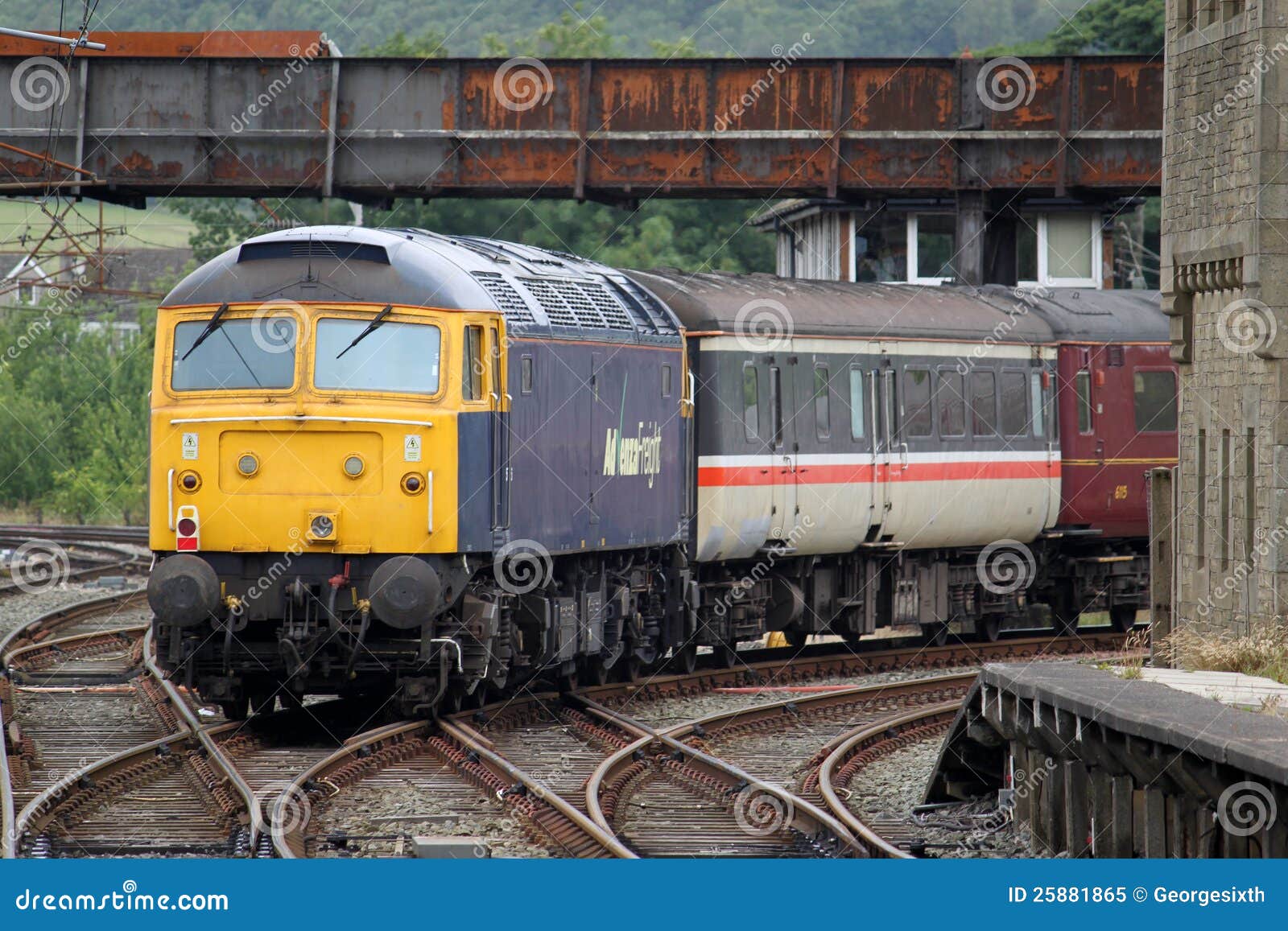 Class 57 Diesel Locomotive Leaving Carnforth. Editorial Image - Image ...