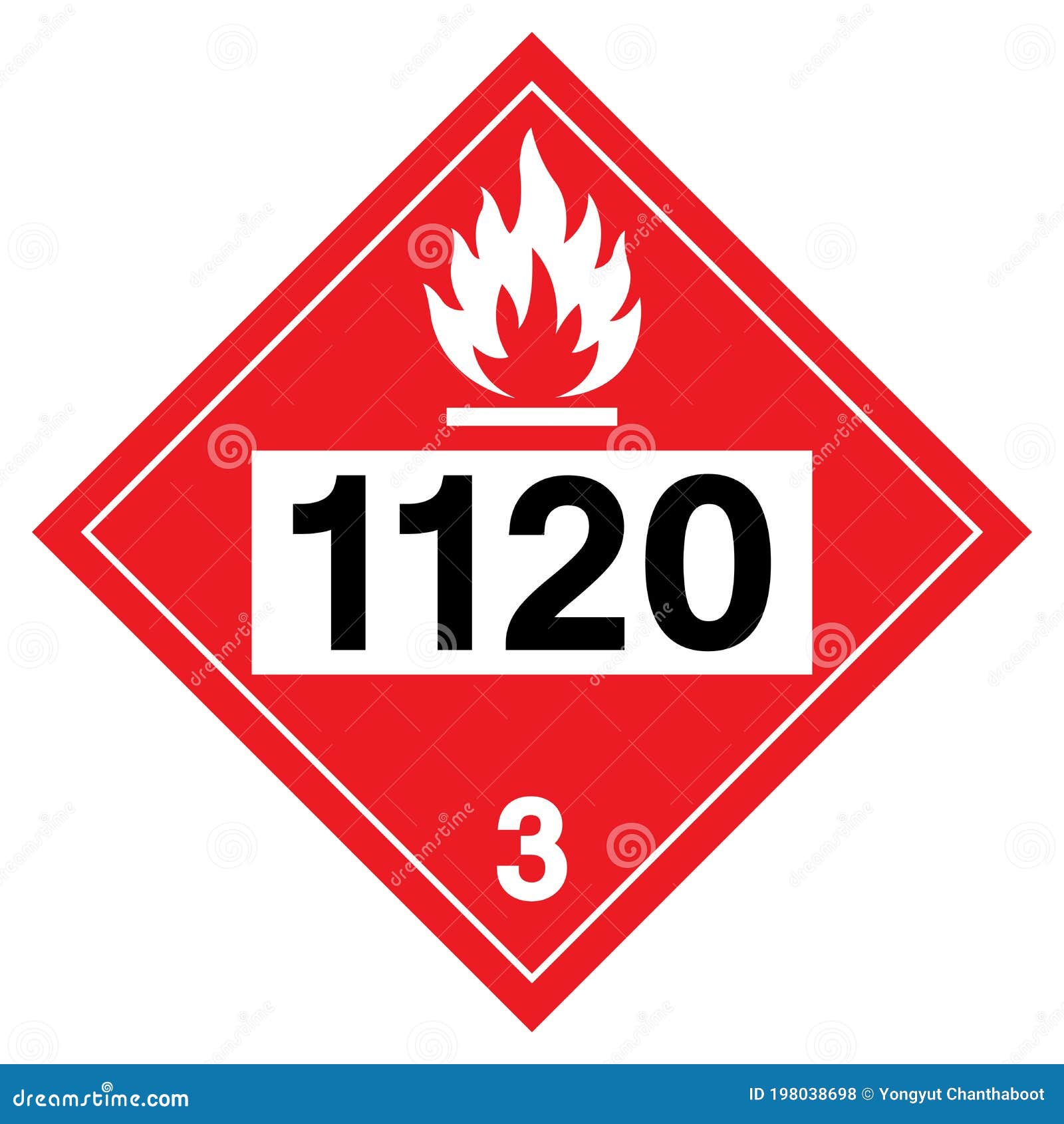Class 3 Butanols UN1120 Symbol Sign, Vector Illustration, Isolate on ...