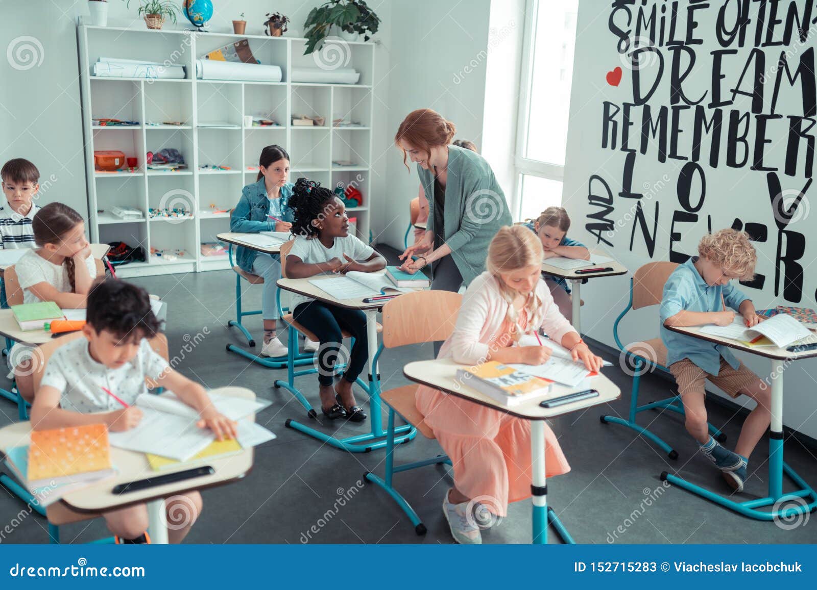 Class of Children Working on Their Task during the Lesson. Stock Image ...