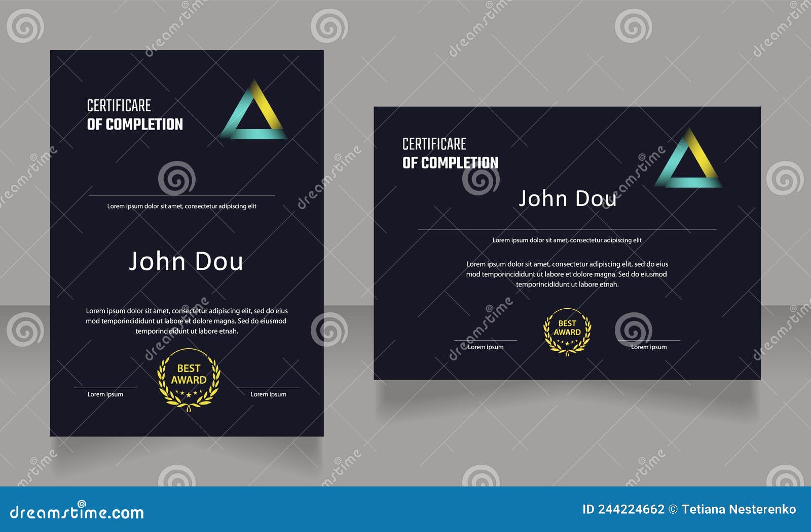 Class Completion Certificate Design Template Set Stock Vector ...