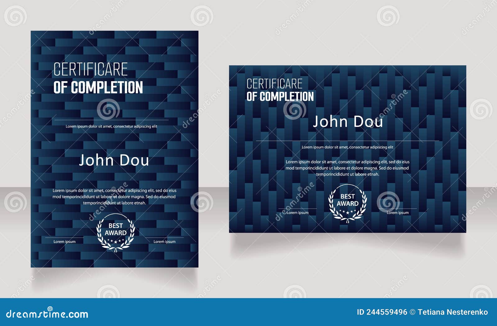 Class Completion Certificate Design Template Set Stock Vector ...