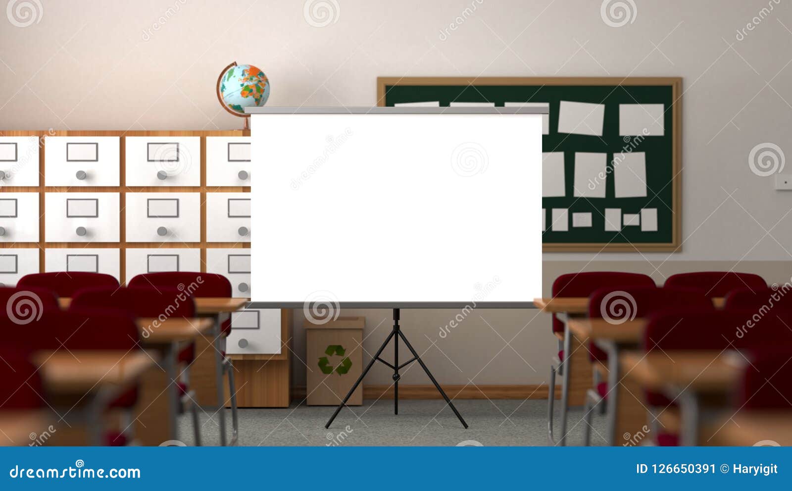 Class Concept with Projector.3D Render. Stock Illustration ...