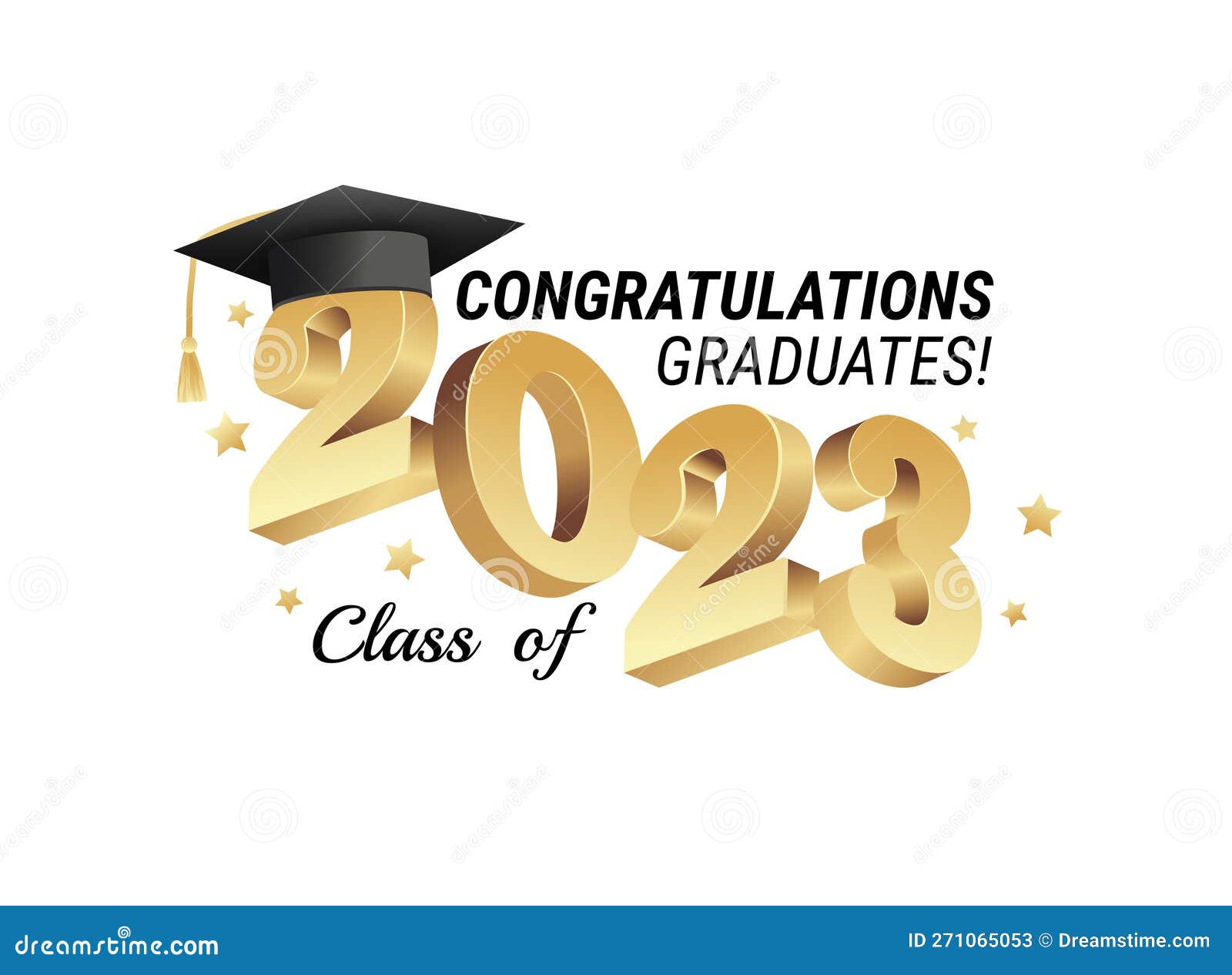 Class of 2023. Congratulations Graduates Gold Graduation Concept with ...