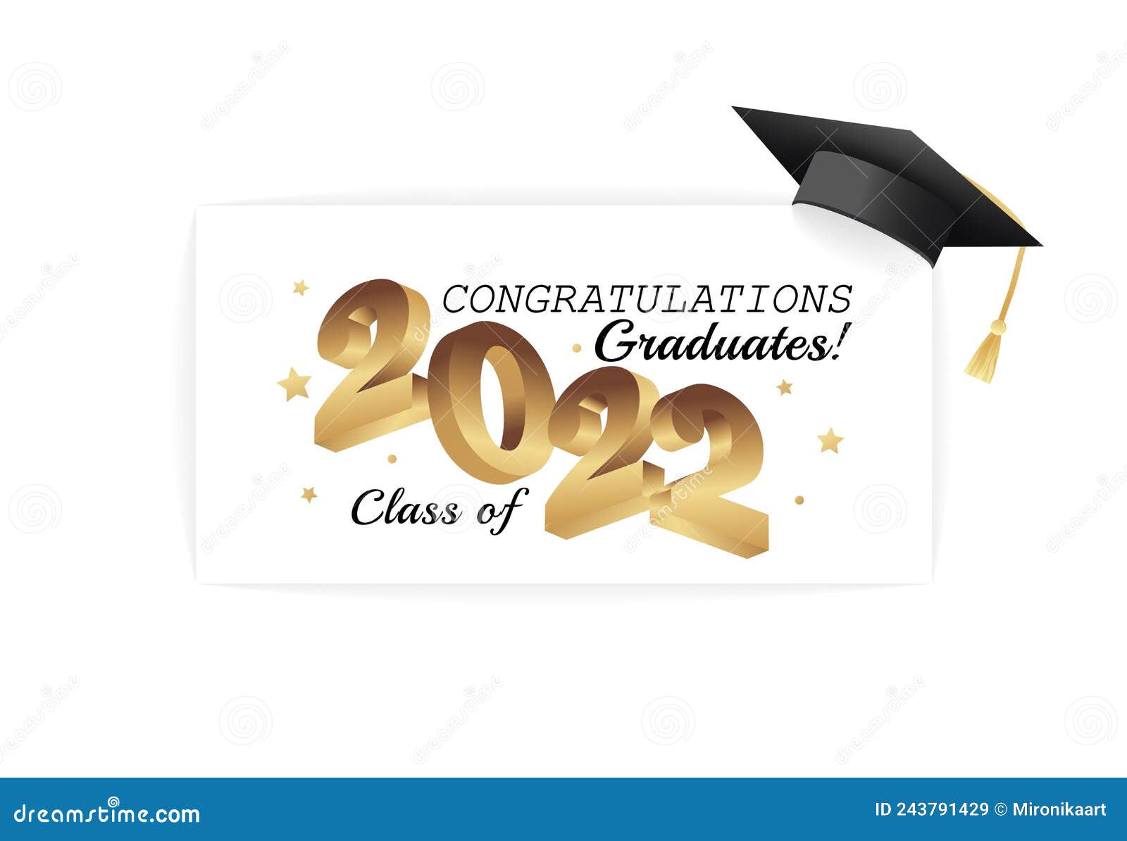 Class of 2022. Congratulations Graduates Gold Graduation Concept with ...