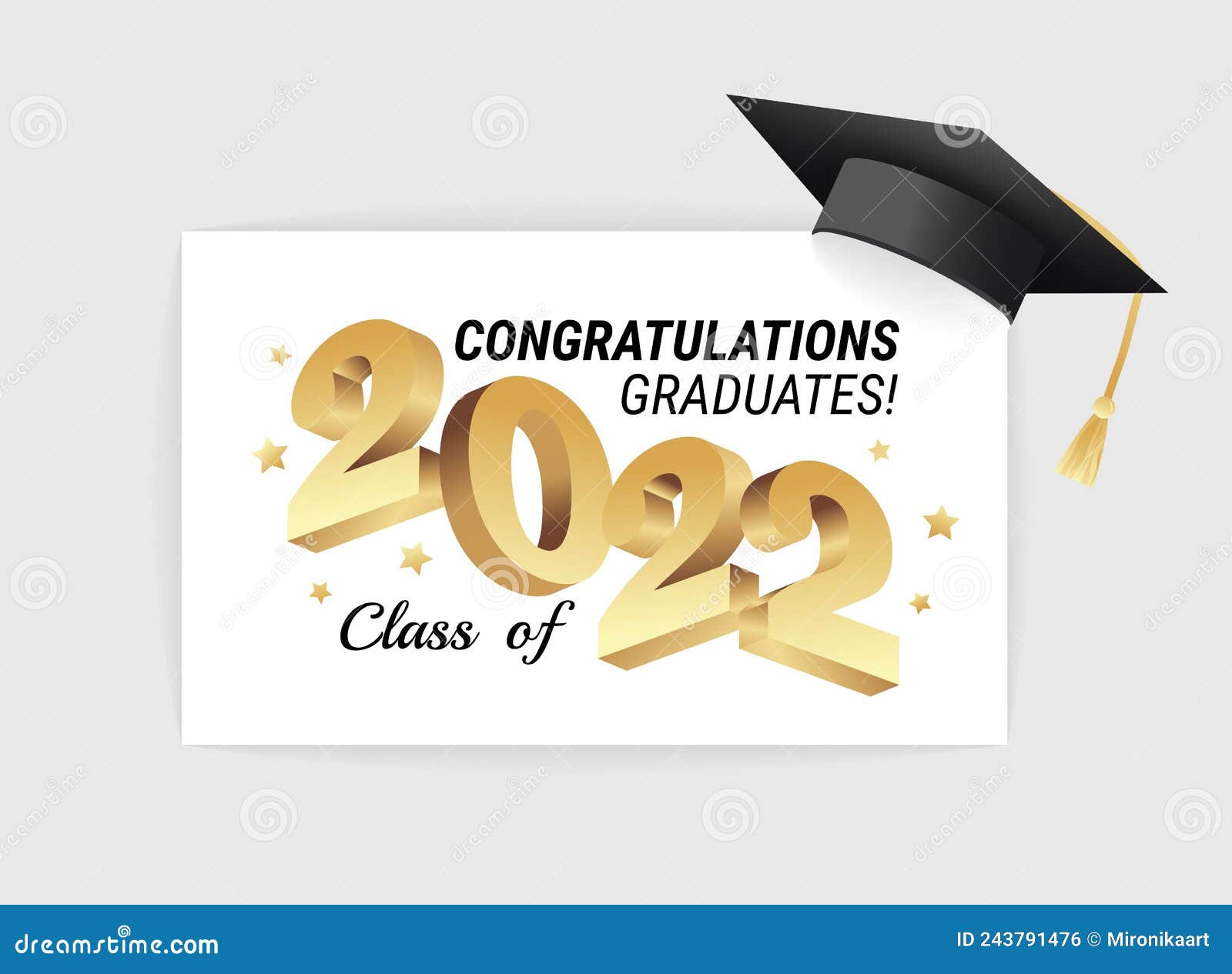 Class of 2022. Congratulations Graduates Gold Graduation Concept with ...