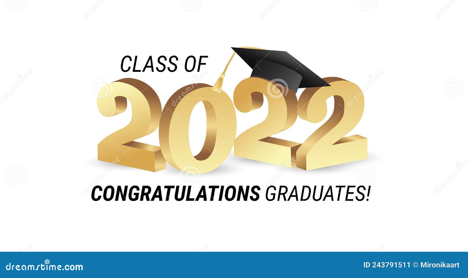 Class Of 2022. Congratulations Graduates Gold Graduation Concept With ...