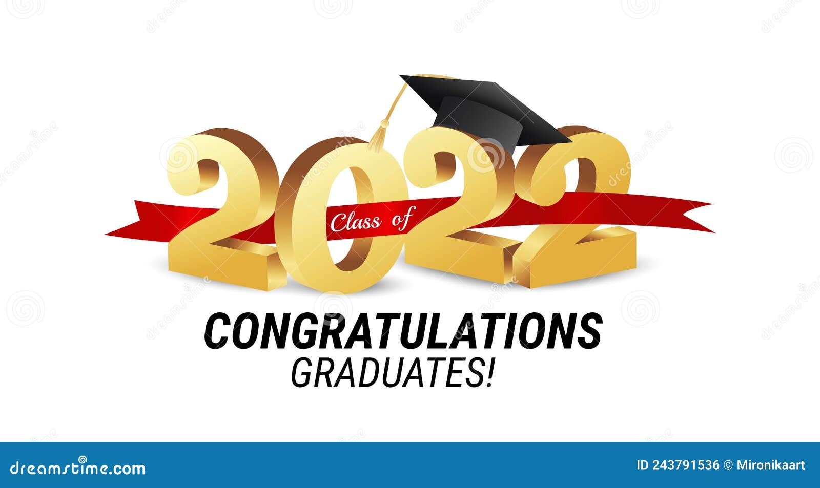 Class of 2022. Congratulations Graduates Gold Graduation Concept with ...