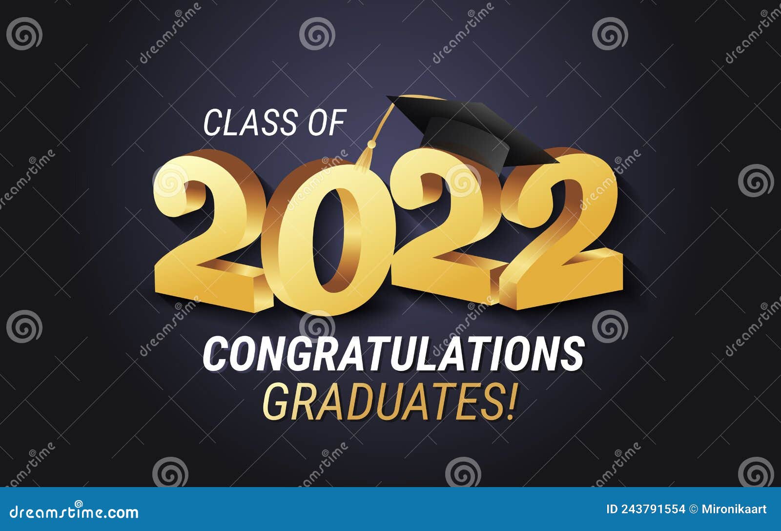 Class of 2022. Congratulations Graduates Gold Graduation Concept with ...