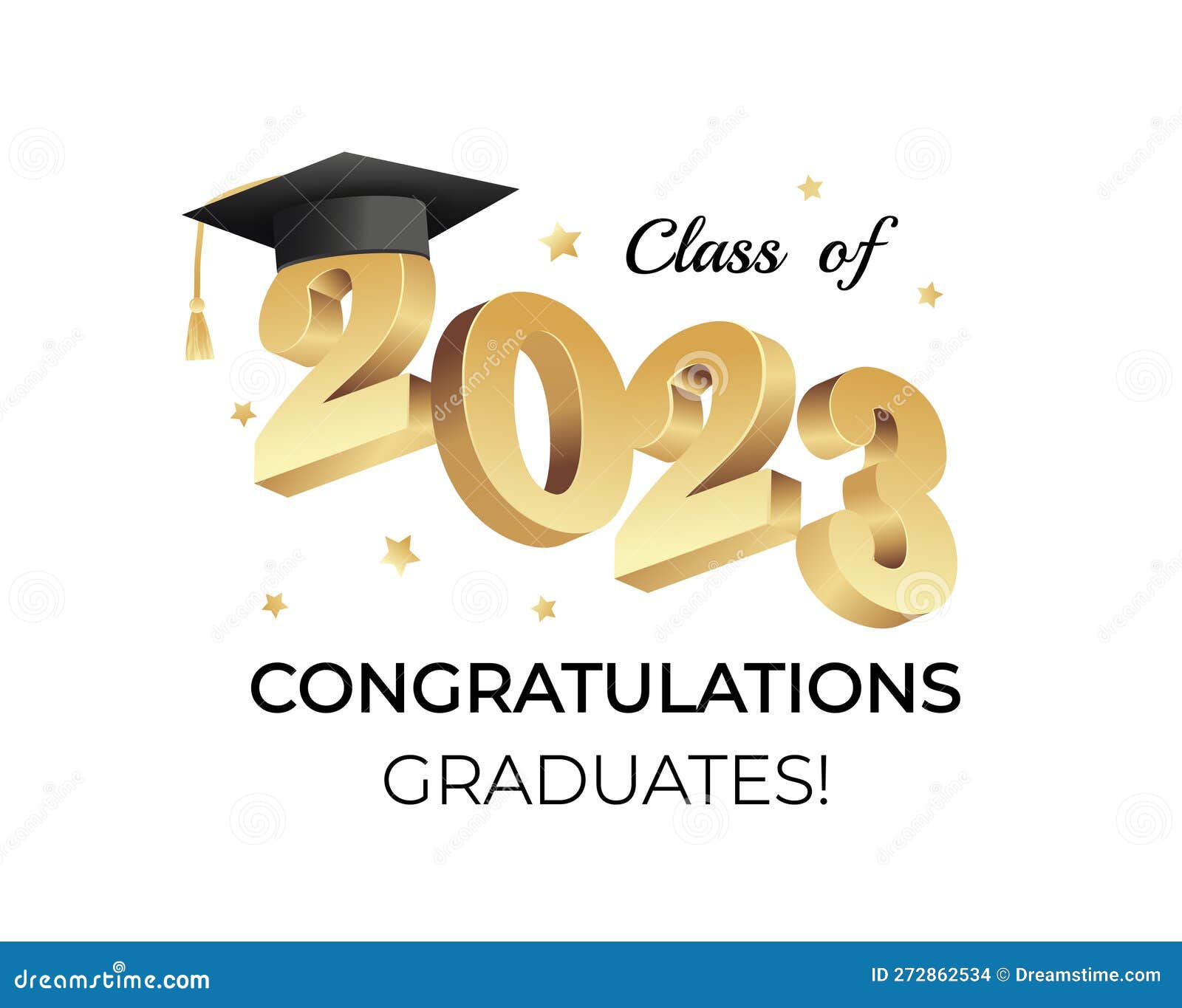 Class of 2023. Congratulations Graduates Gold Graduation Concept with ...
