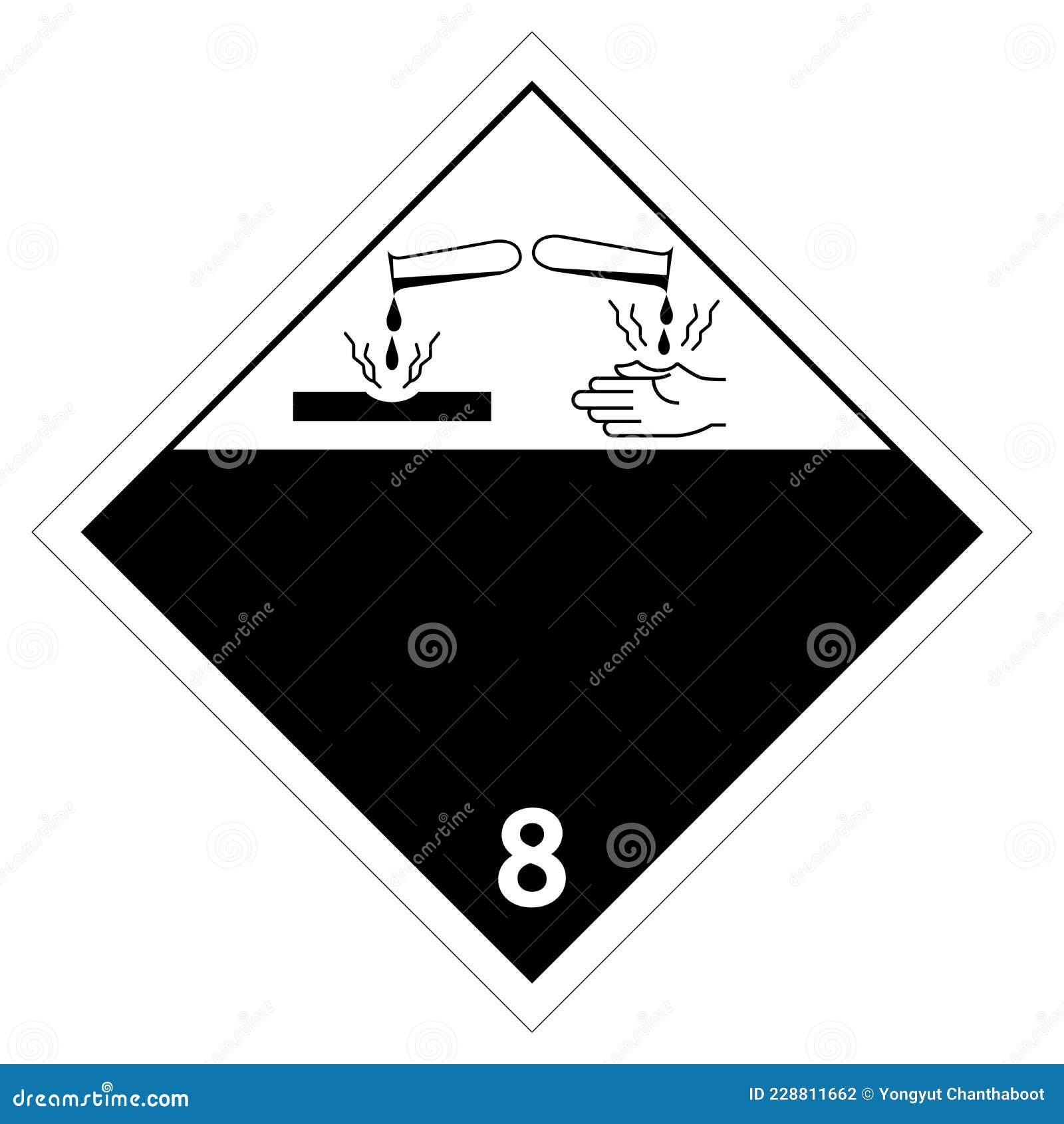 Class 8 Corrosive Symbol Sign, Vector Illustration, Isolate on White ...