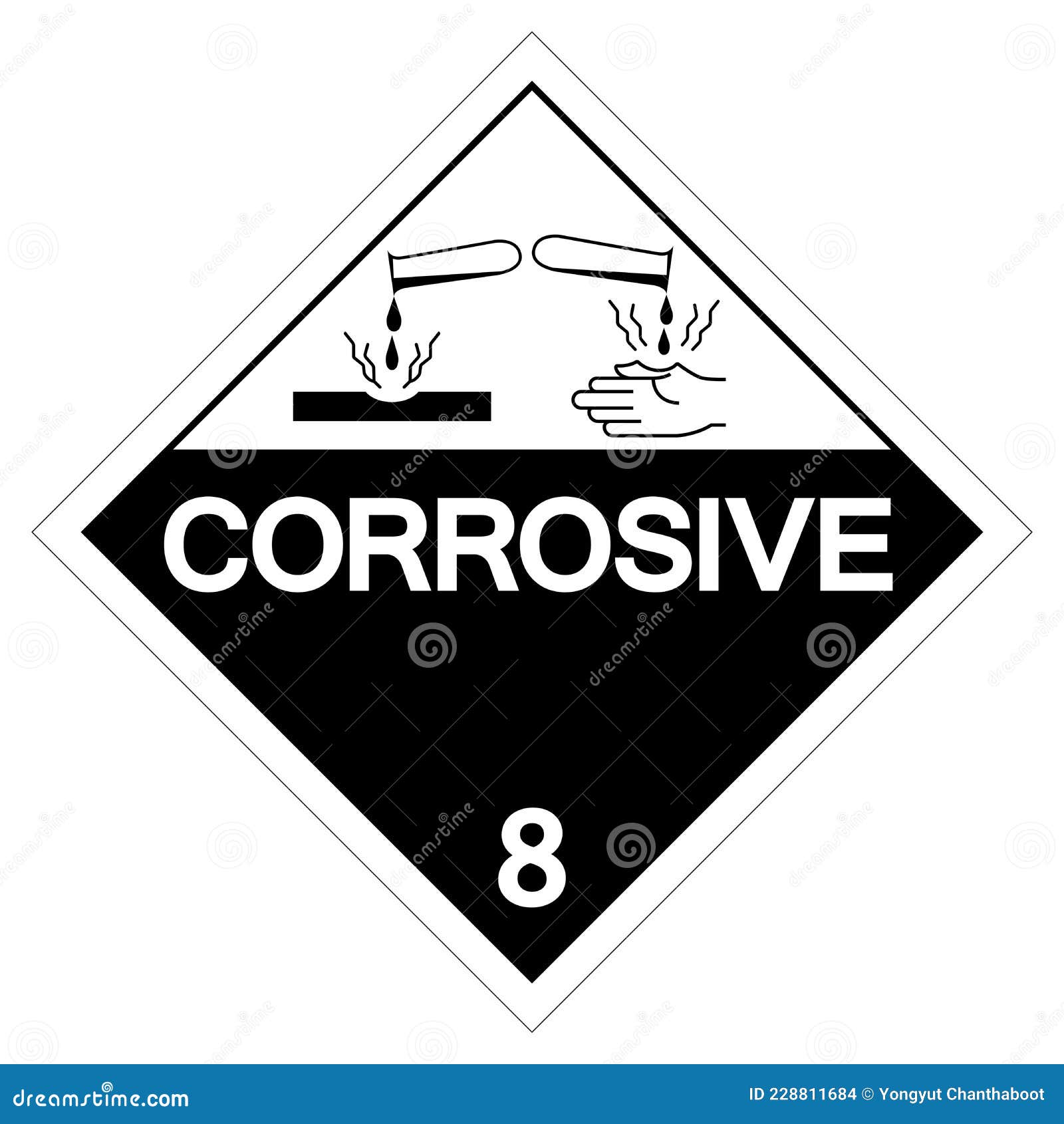 Class 8 Corrosive Symbol Sign, Vector Illustration, Isolate on White ...