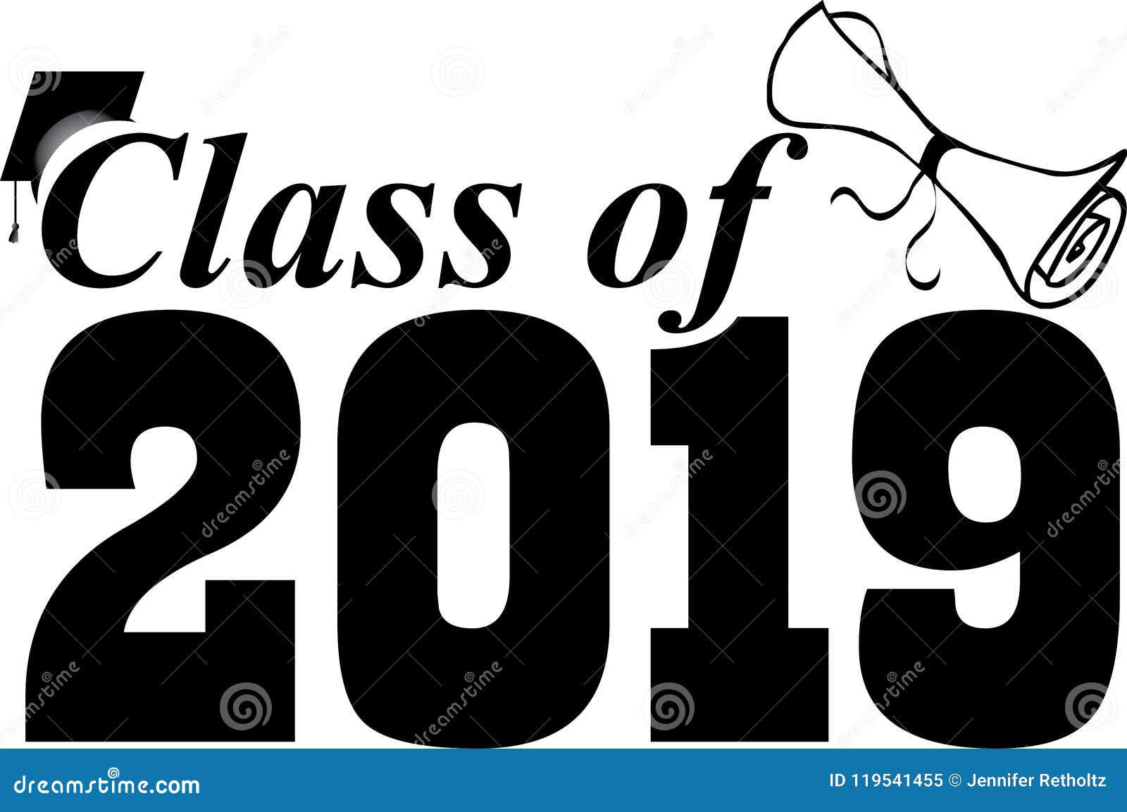 Class of 2019 with diploma stock vector. Illustration of graduate ...