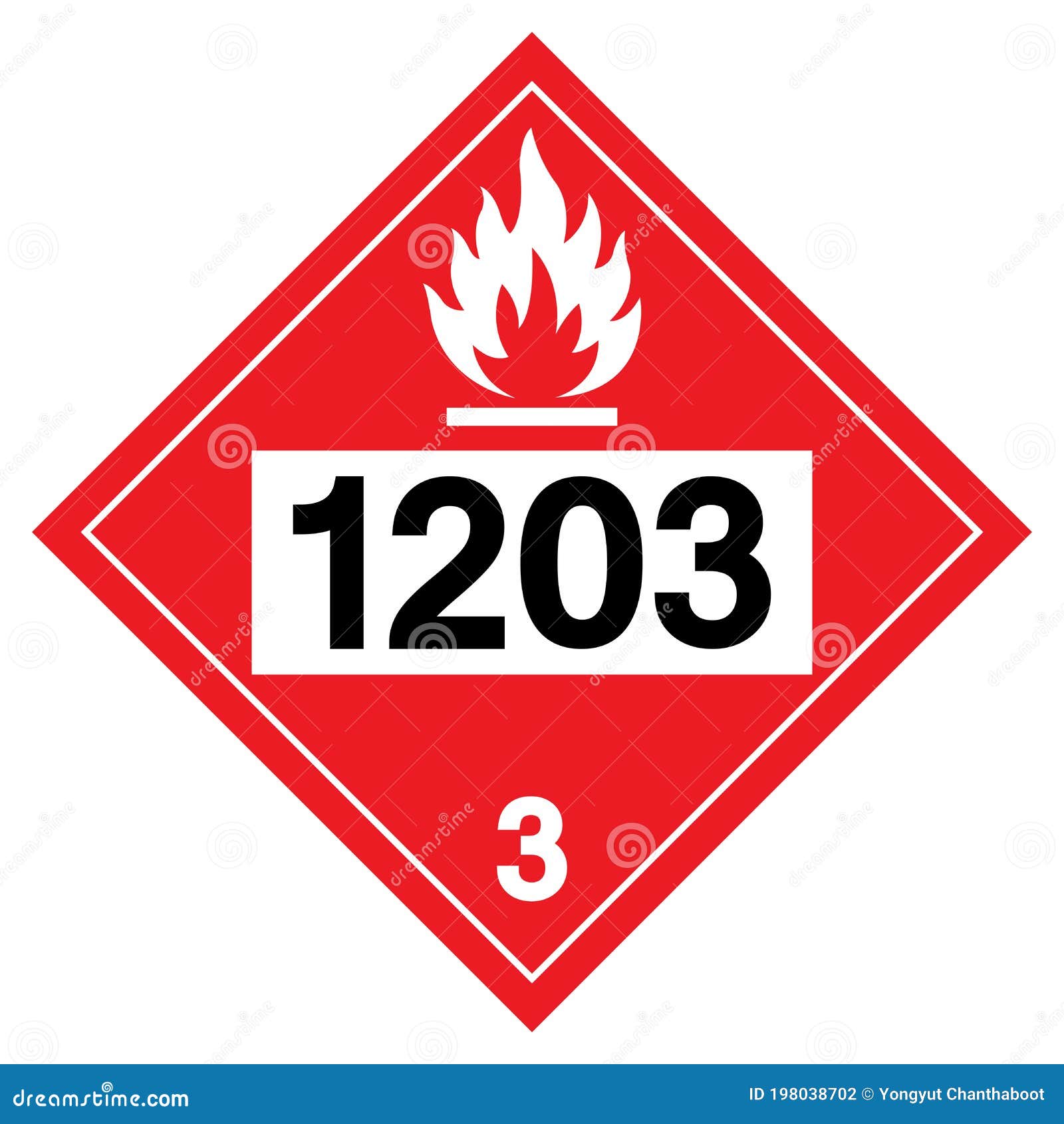 Class 3 Gasoline UN1203 Symbol Sign, Vector Illustration, Isolate on ...