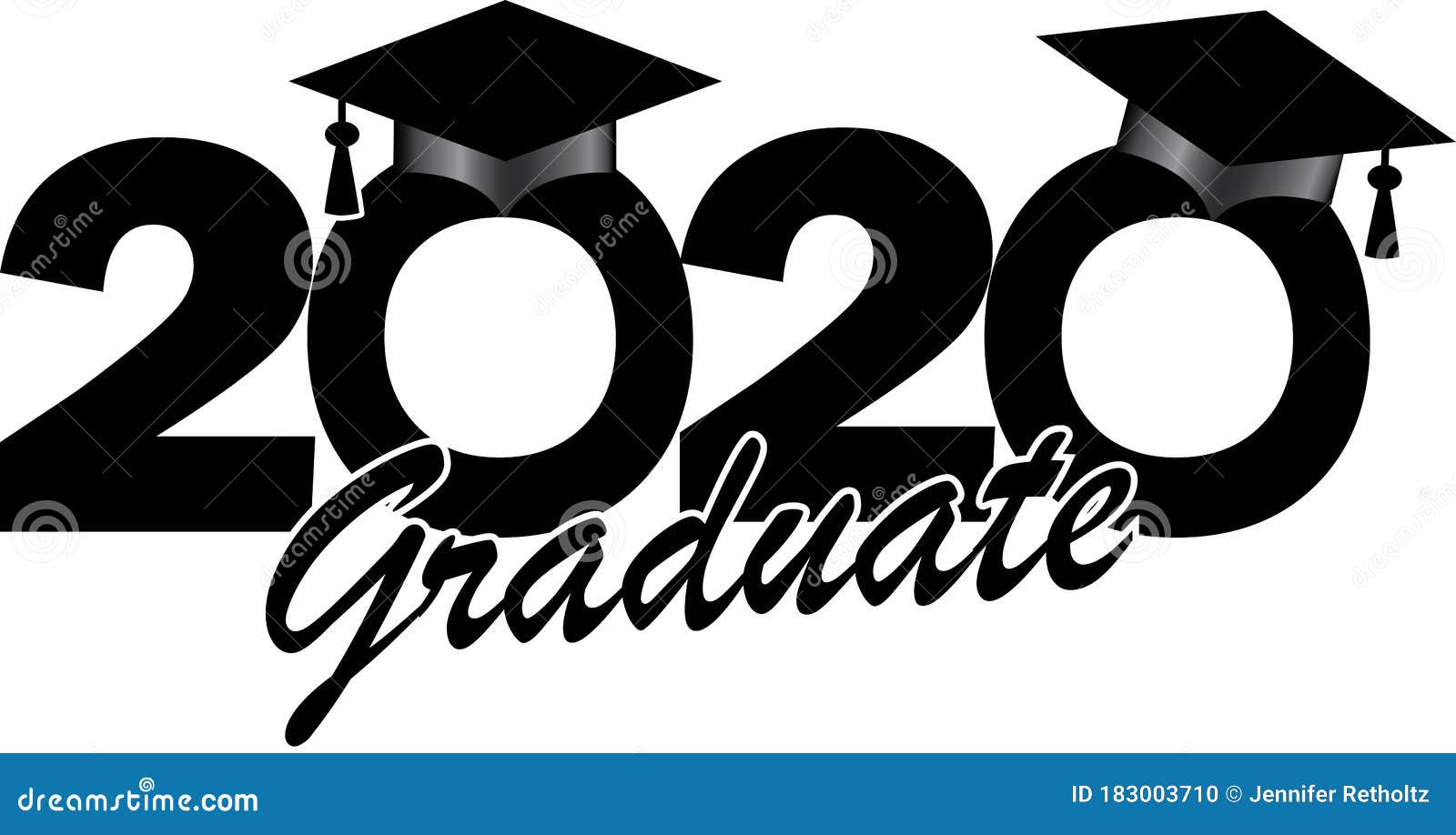 2020 Graduate Black and White Banner Stock Illustration - Illustration ...