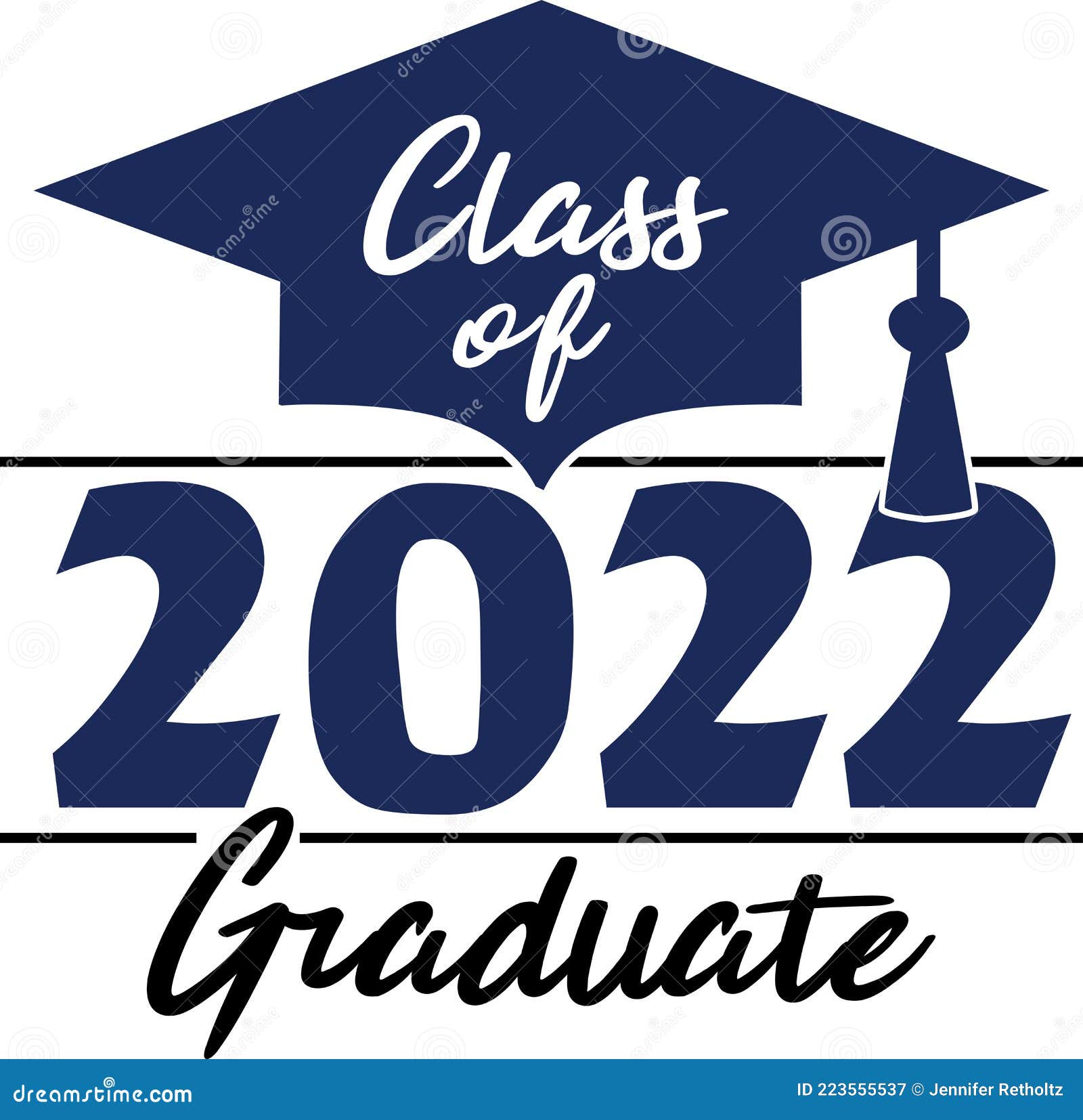 Class of 2022 Graduate Blue Graduation Cap Stacked Graphic Stock Vector ...