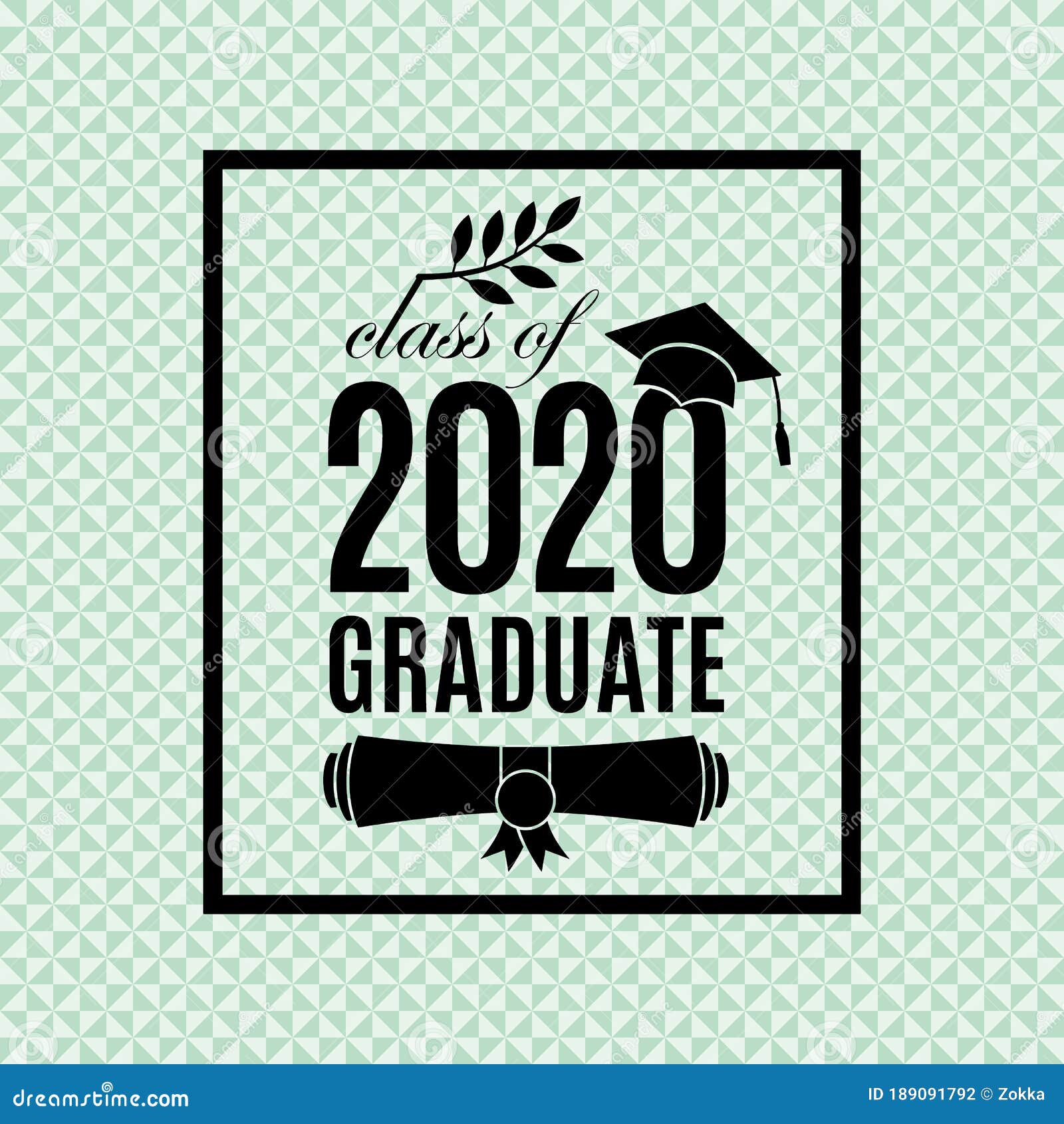 Class of 2020 Graduate Poster with Hat, Paper Roll, Laurel on Emerald ...