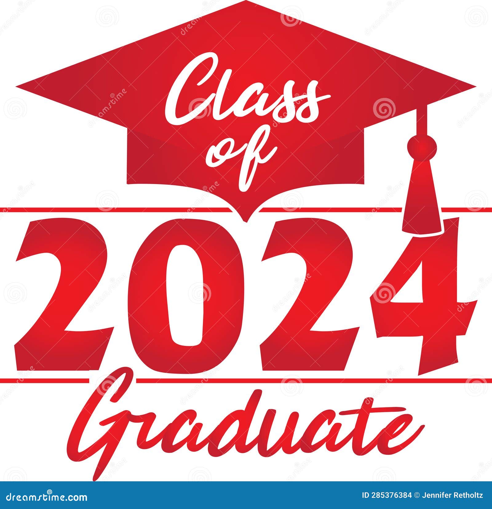 Class of 2024 Graduate Red Graphic Stock Illustration - Illustration of ...