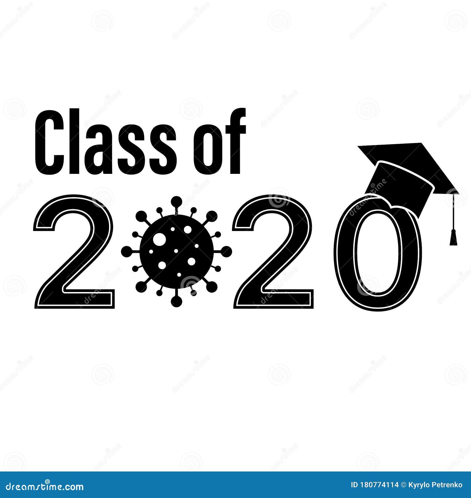 Class Of 2020 With Graduation Cap. Design For Greeting Card, Invitation ...