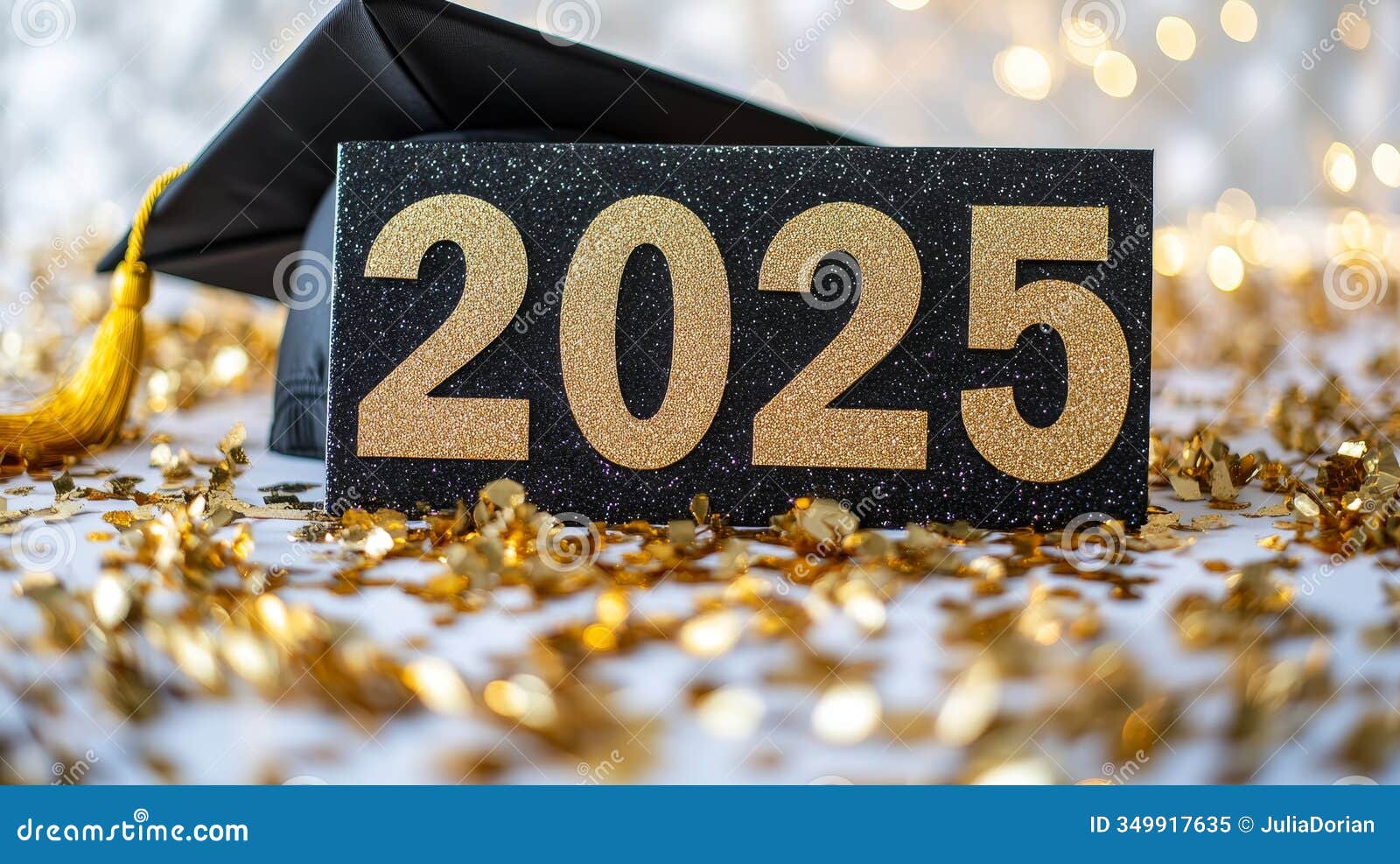 Class of 2025 Graduation Announcement, Sparkly Black Cap, and Glitter ...