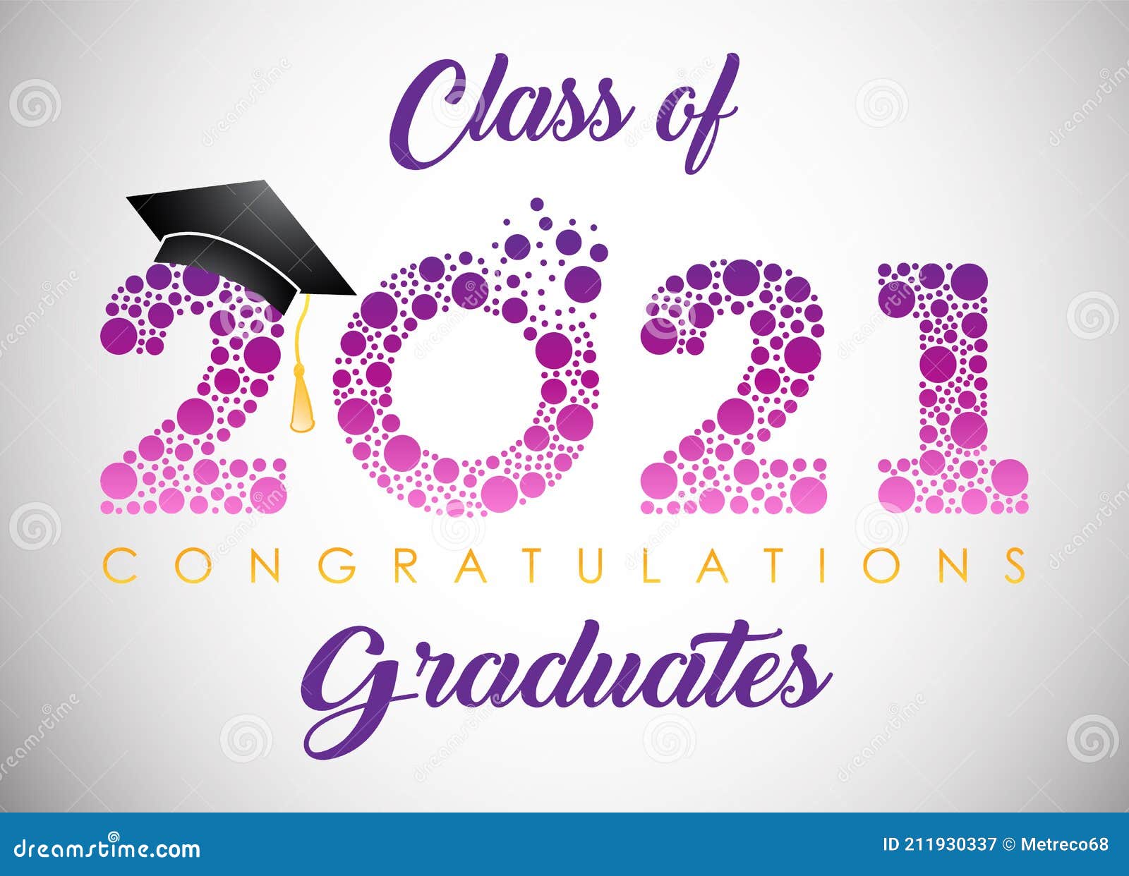 Class of 2021 Graduation Banner with Cap. Stock Vector - Illustration ...