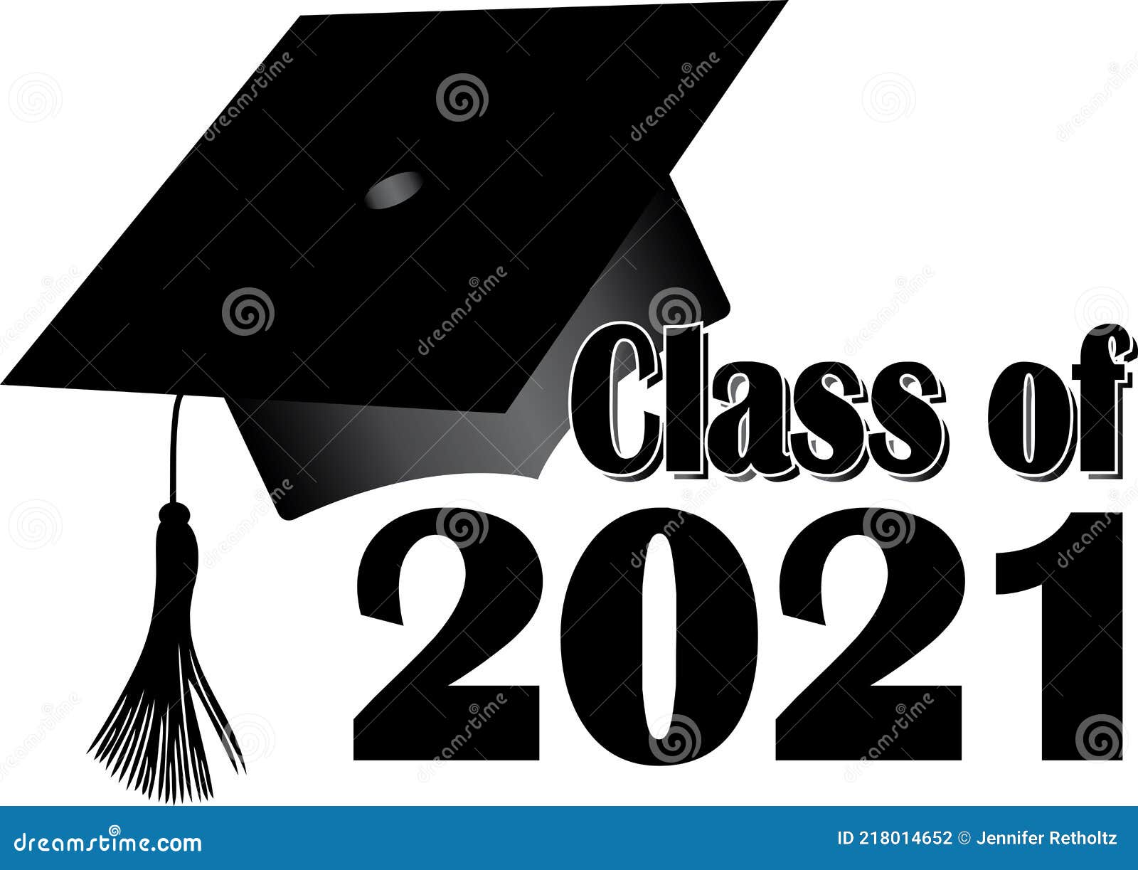 Class of 2021 Graduation Cap BW Stock Vector - Illustration of ...