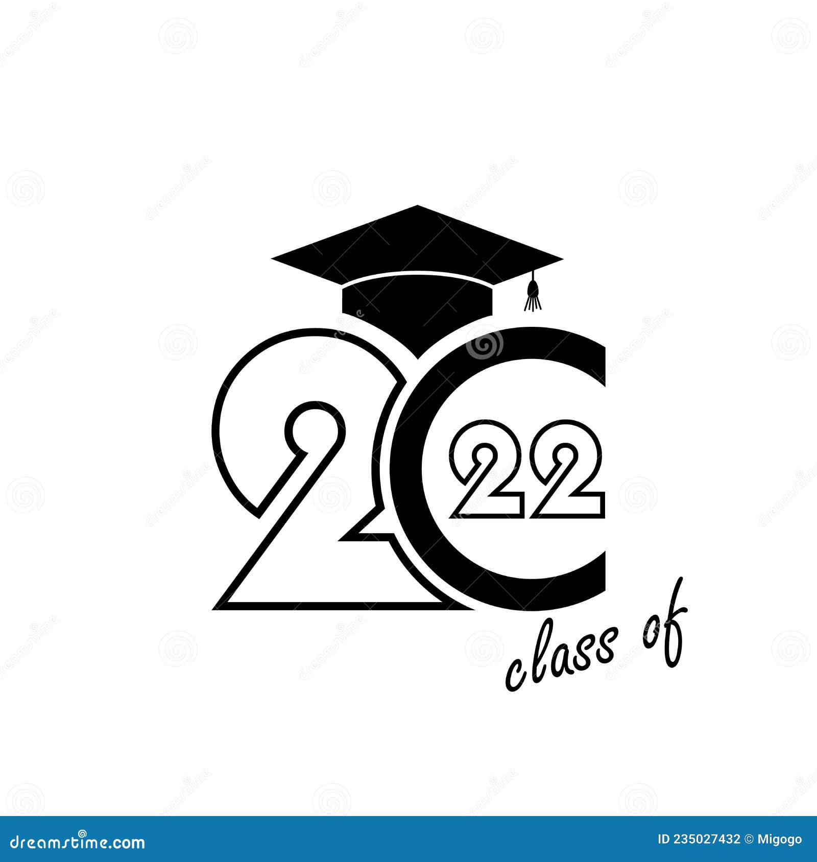 Class of 2022 with Graduation Cap Stock Vector - Illustration of ...