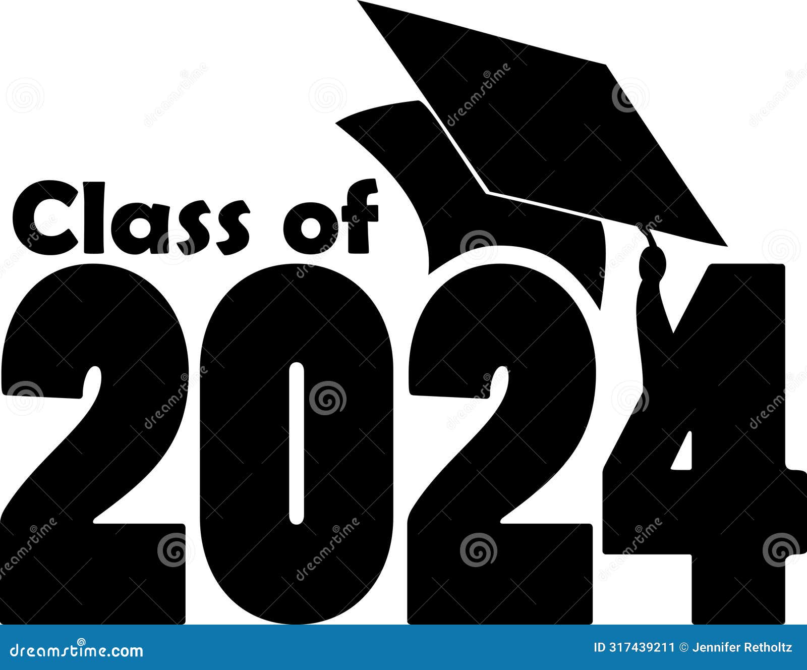 Class of 2024 with Graduation Cap Stock Image - Image of graphic ...