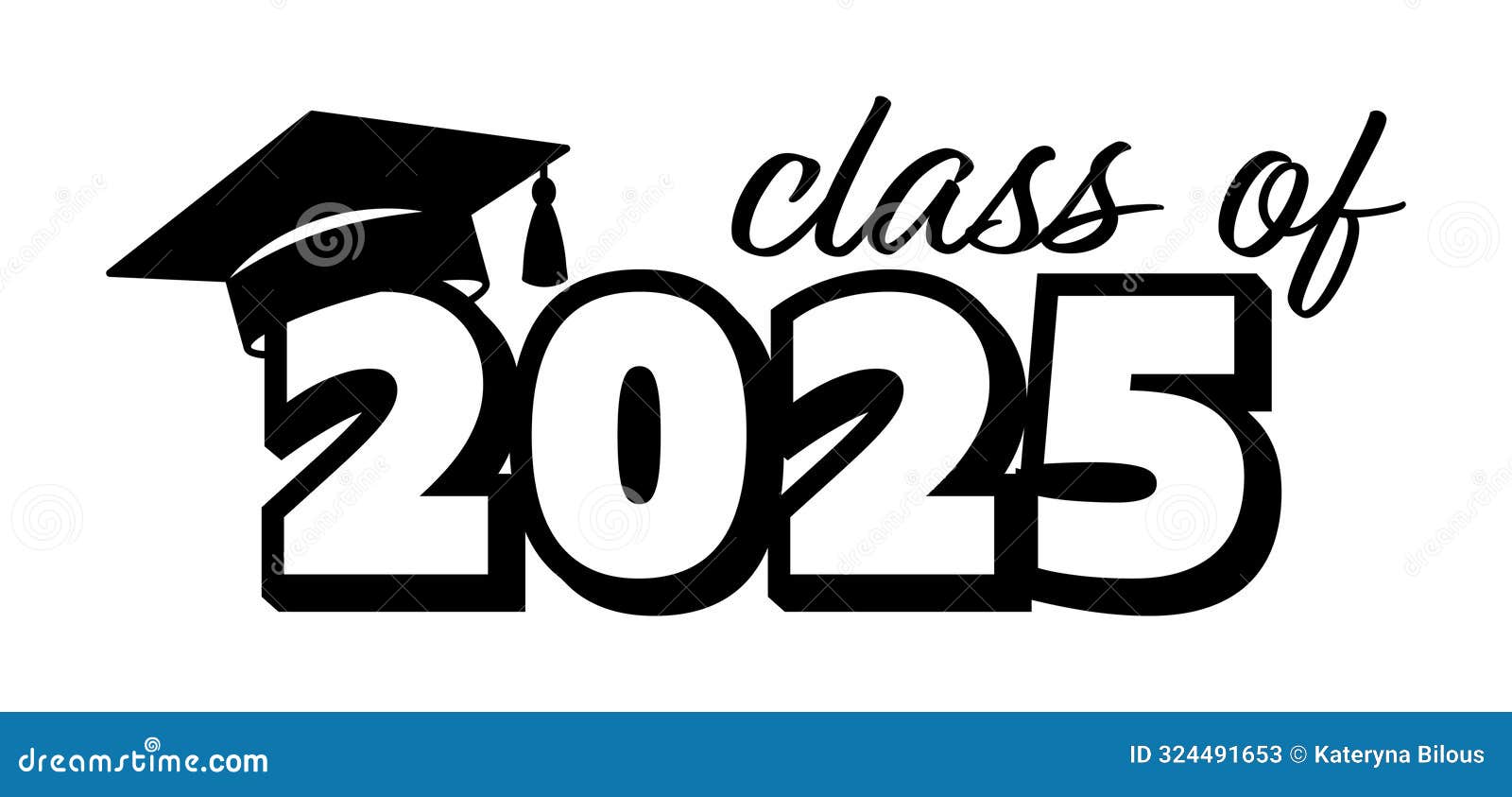 Class of 2025 with Graduation Cap Senior Grad Stock Illustration ...