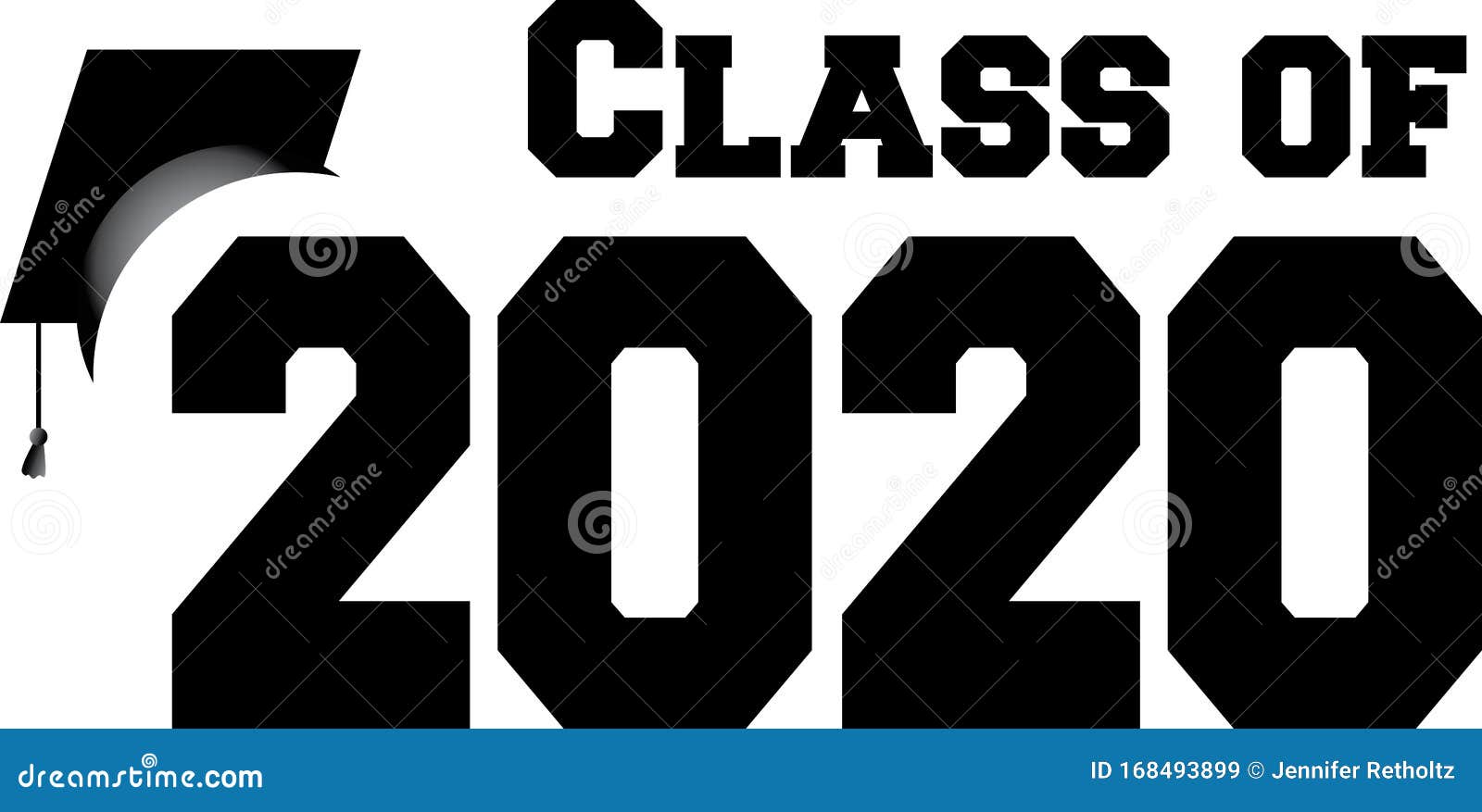 Class of 2020 with Graduation Cap Stock Illustration - Illustration of ...
