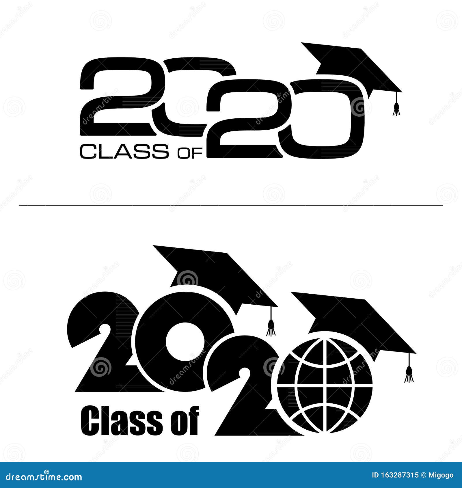 Class of 2020 with Graduation Cap. Flat Simple Design on White Stock ...
