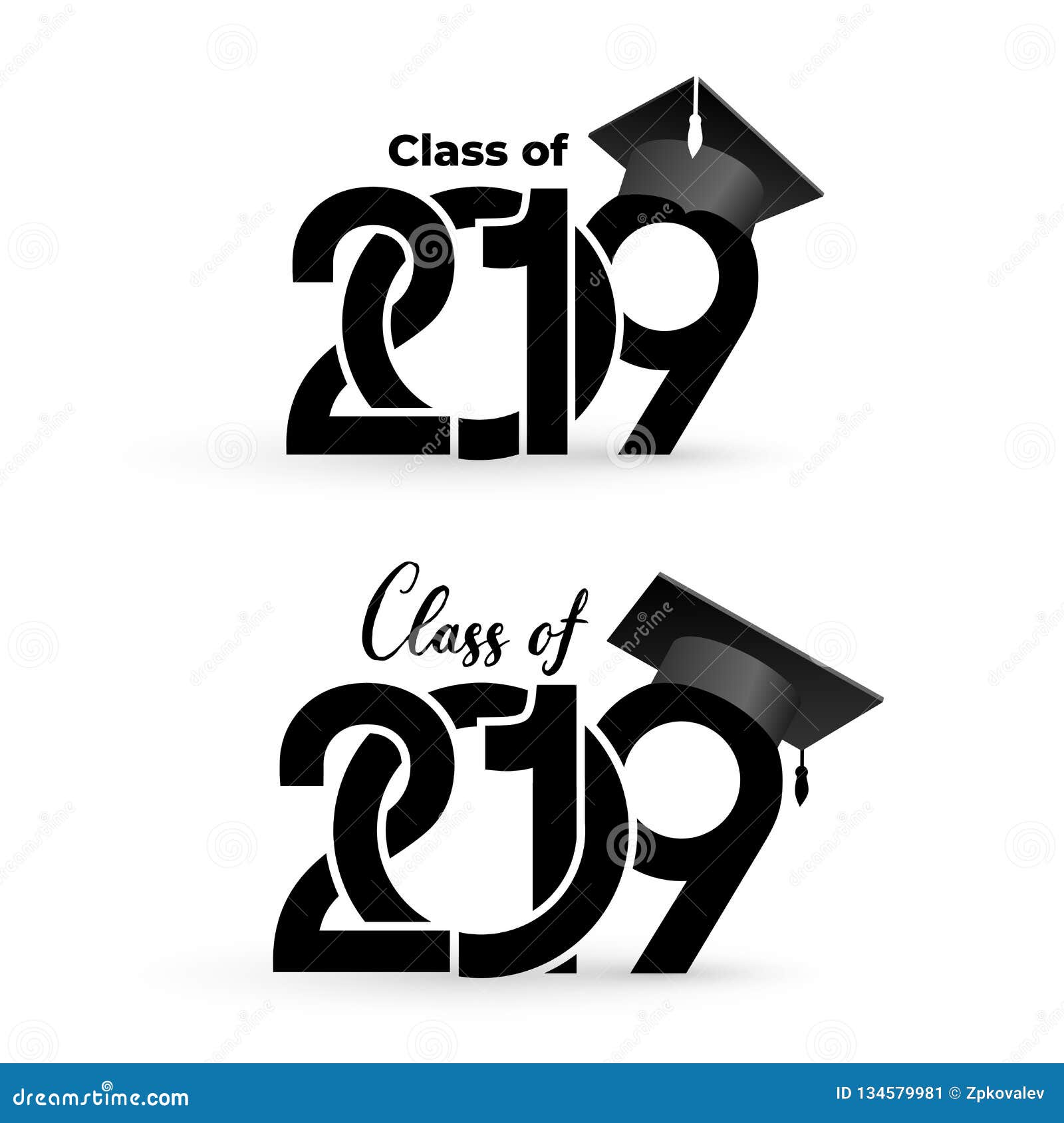 Class of 2019 with Graduation Cap. Text Design Pattern. Vector ...