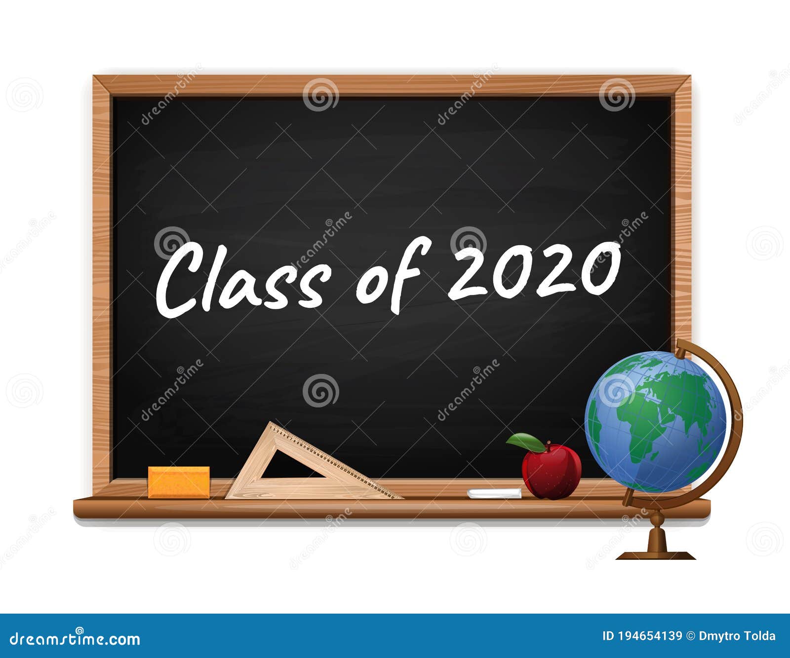 Class 2020. Inscription in Chalk on a Blackboard Stock Vector ...