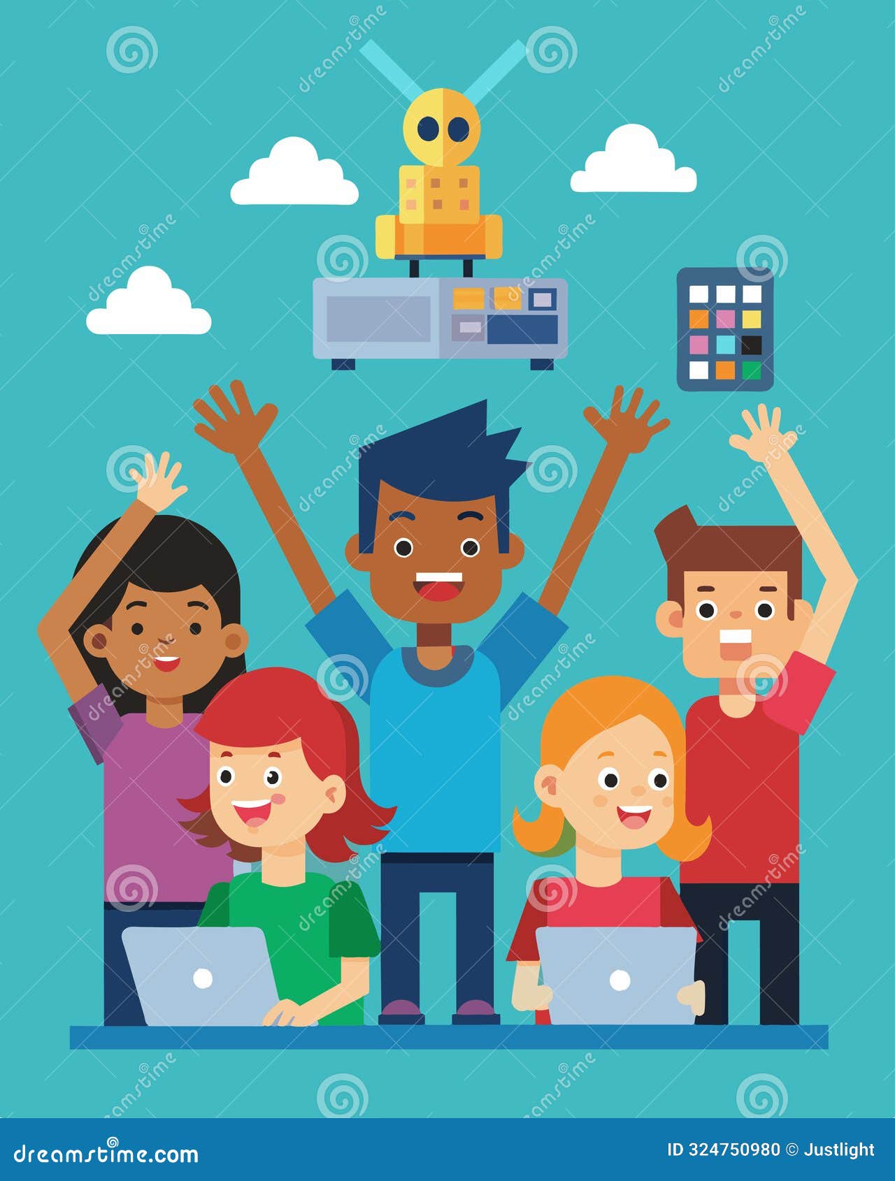 A Class of Kids Eagerly Raise Their Hands As they Experiment with ...