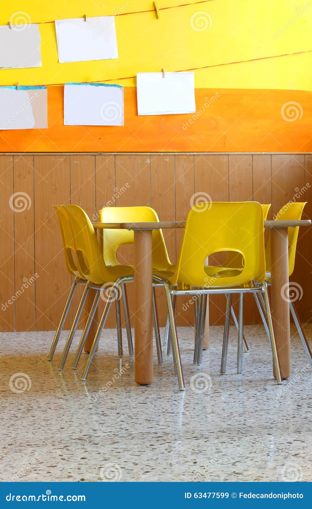 Class of a Kindergarten with Small Tables and Chairs Stock Image ...