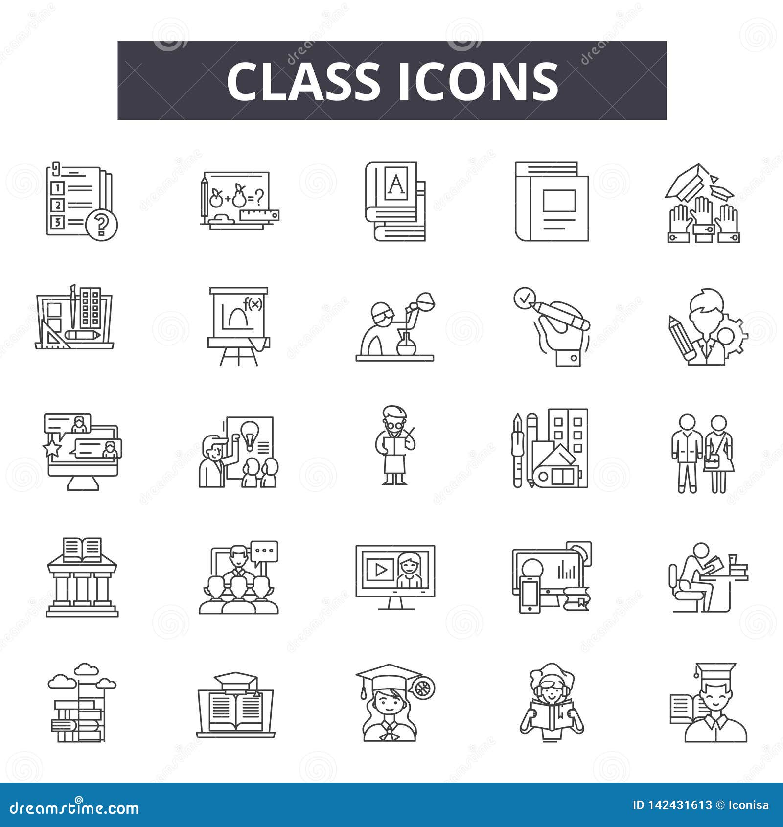 Class Line Icons for Web and Mobile Design. Editable Stroke Signs ...