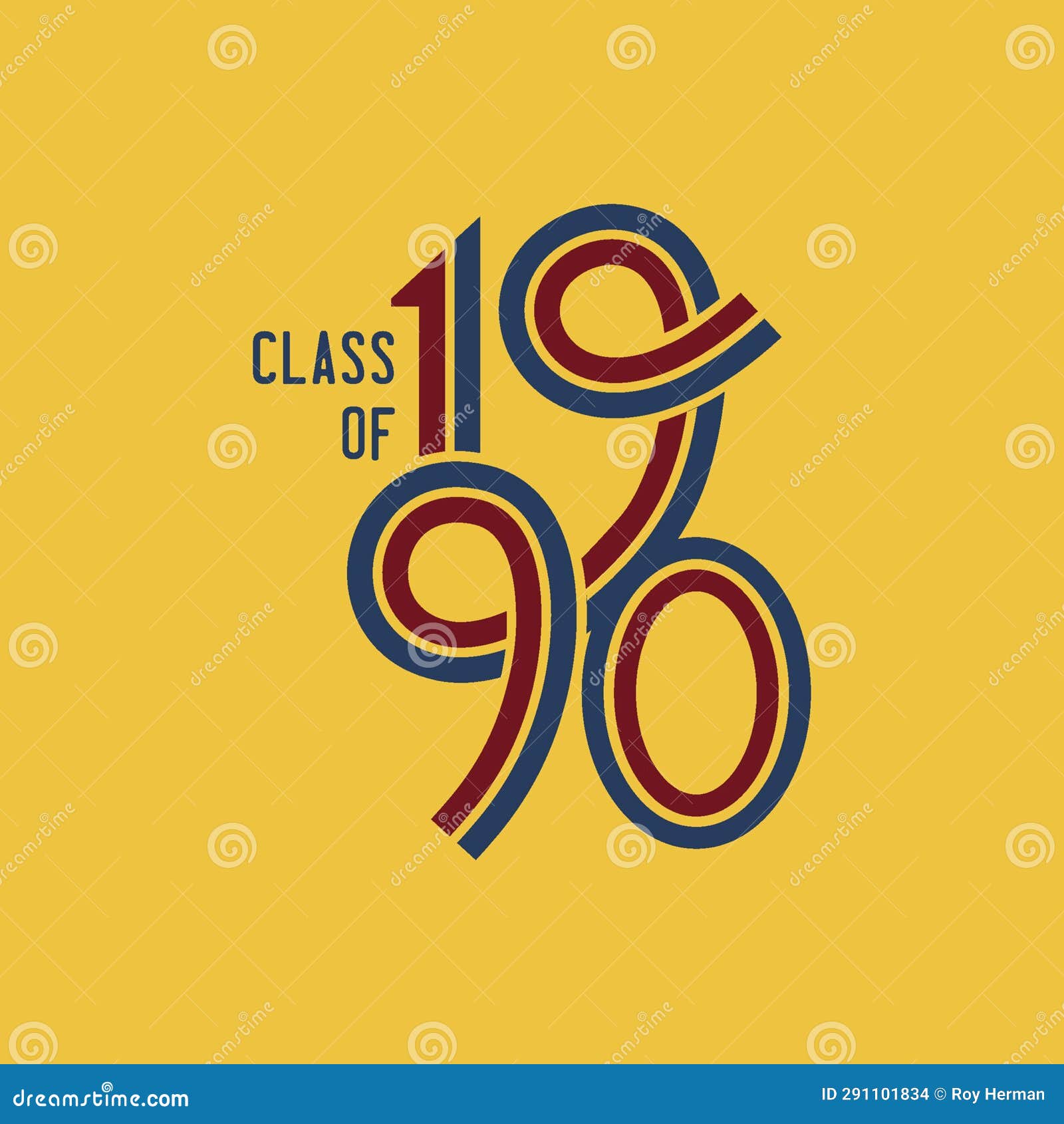 Class of 1990 Logo Retro Vector Yellow Background Stock Illustration ...