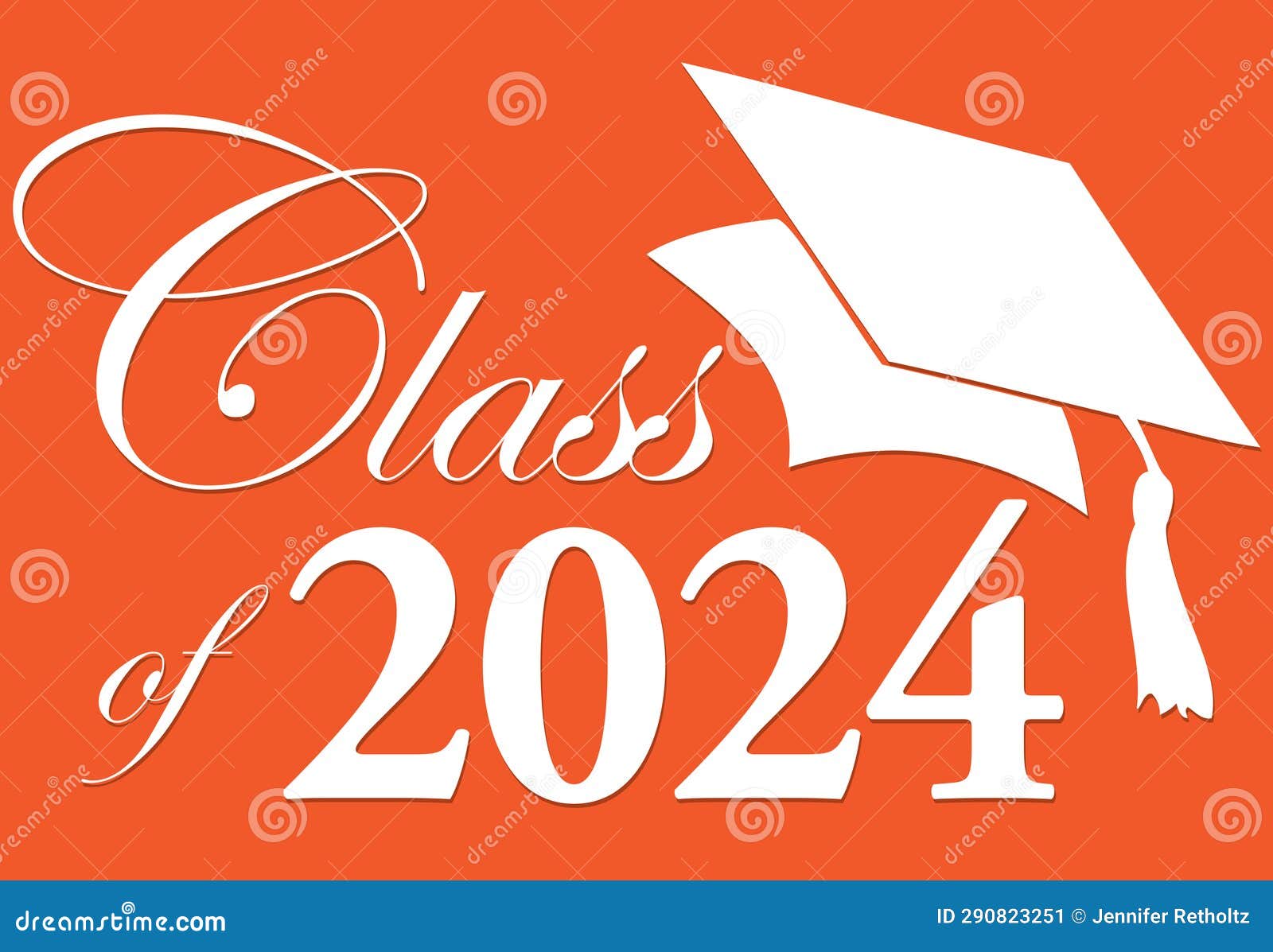 Class of 2024 Orange Background Stock Illustration - Illustration of ...