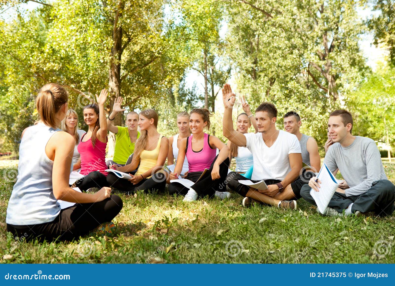 Class in park stock image. Image of park, positive, outdoor - 21745375