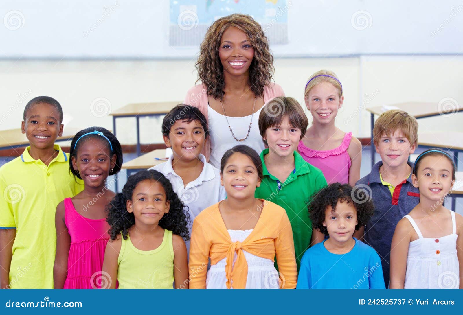 Class Picture. Class Portrait of an Elementary School Teacher and Her ...