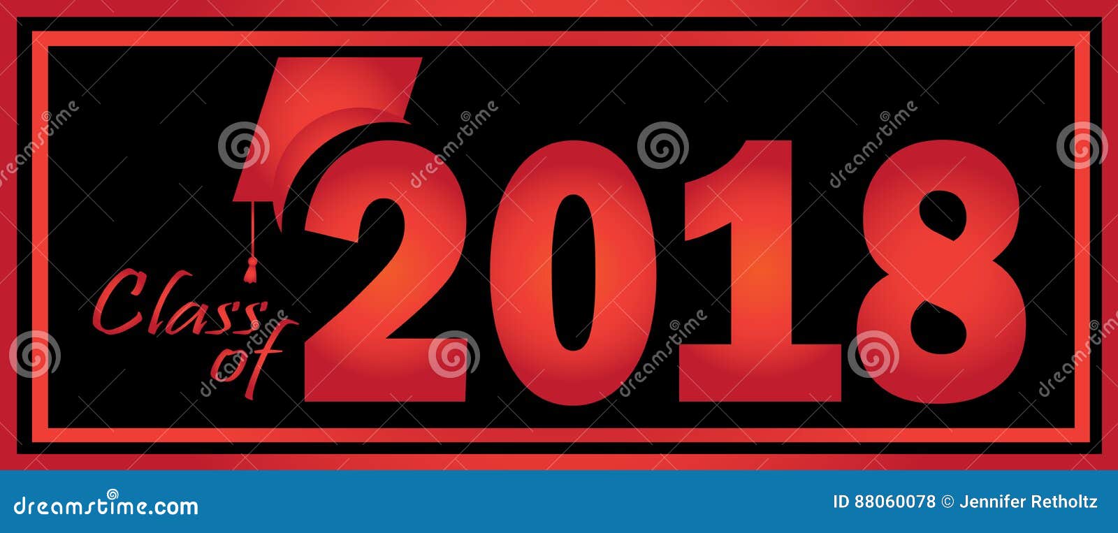 Class of 2018 Red Black stock illustration. Illustration of college ...