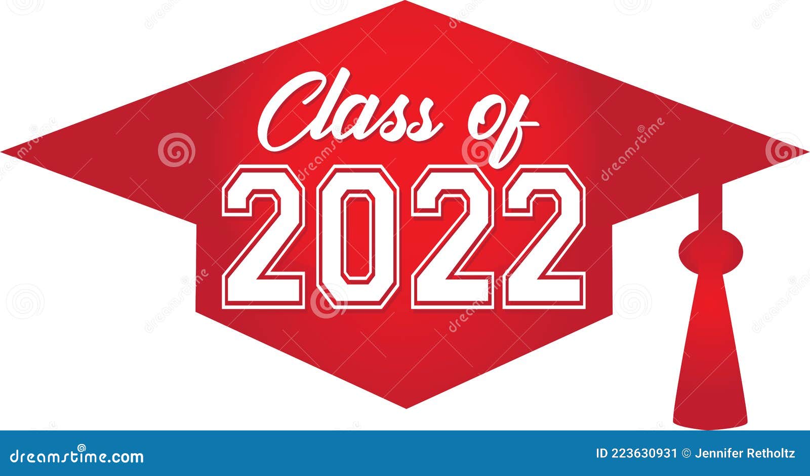 Class of 2022 Red Graduation Cap Stock Illustration - Illustration of ...